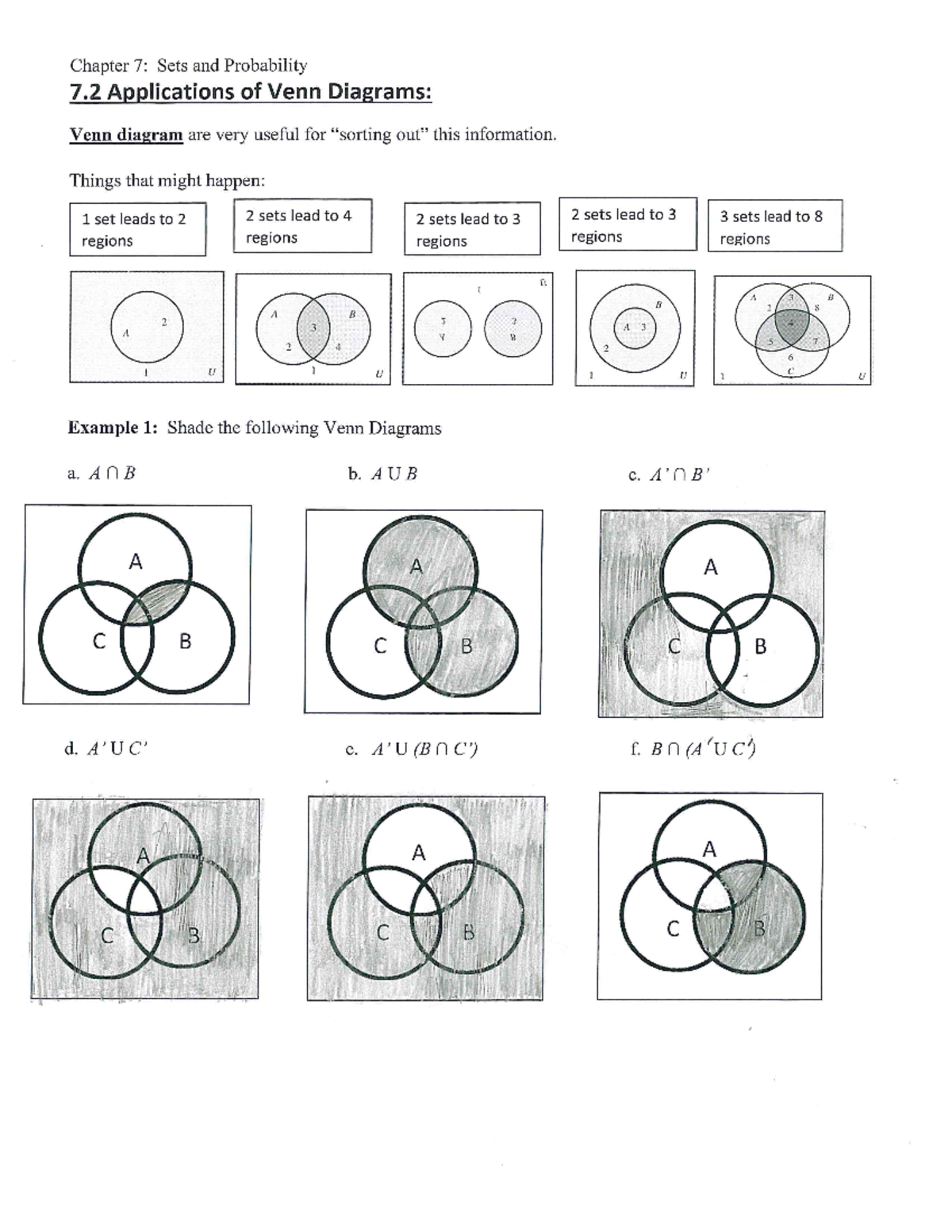 Sets Practice - Sets - Chapter 7: Sets and Probability 7 Applications ...