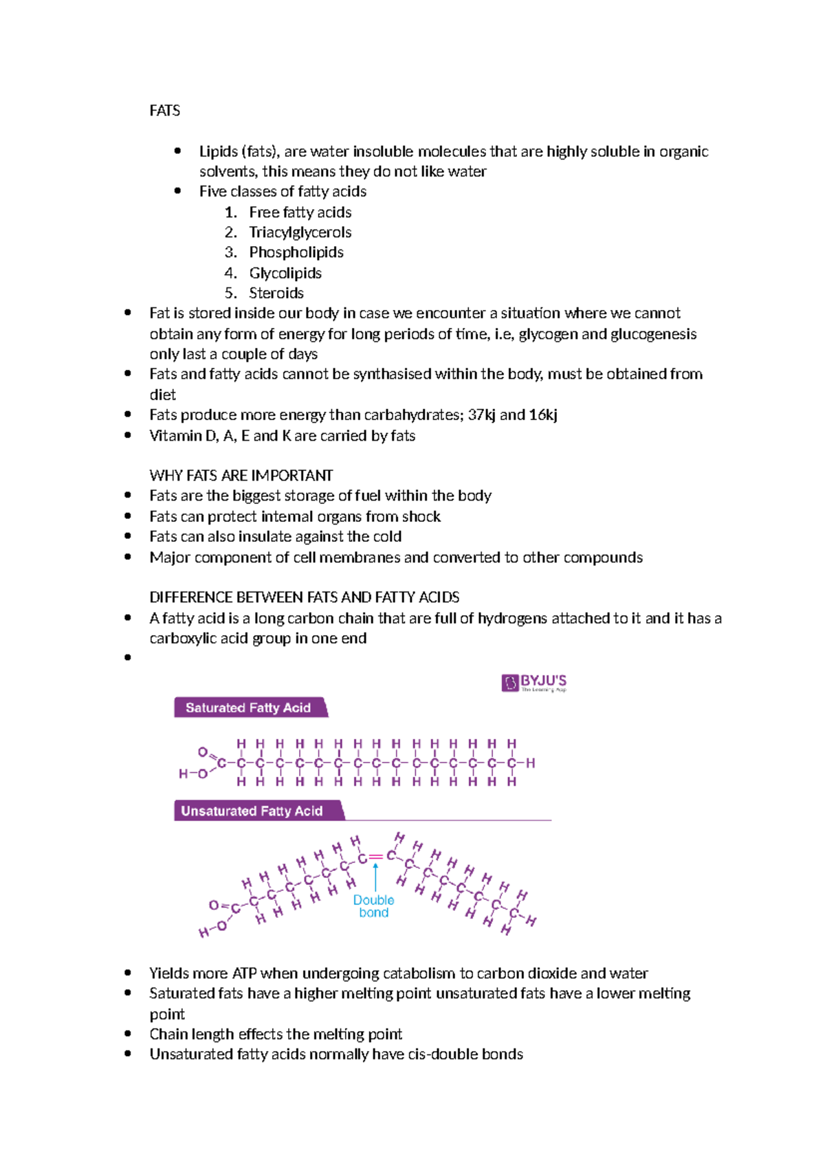 FATS - biochemistry lecture notes - FATS Lipids (fats), are water ...