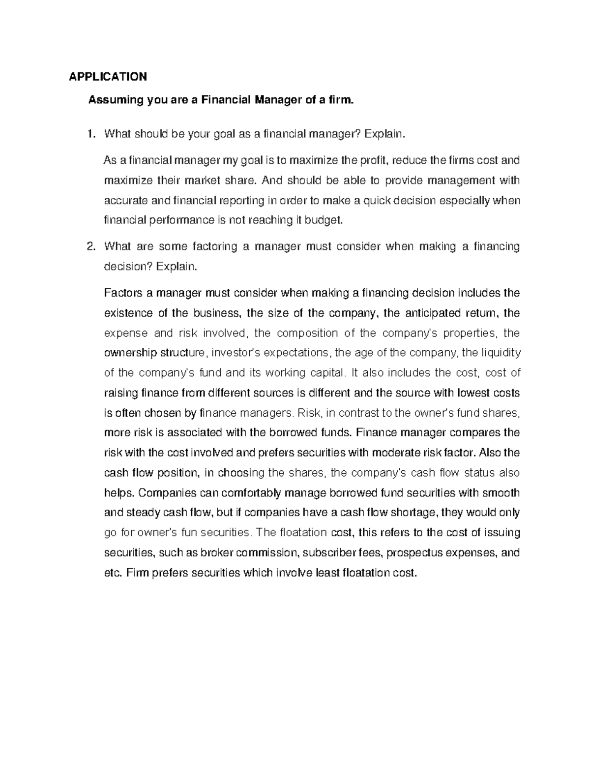 Financial Management Module 1 Lesson 2 Application - USeP - Studocu