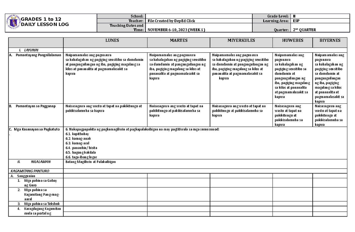DLL ESP 2 Q2 W1 - this an example of dll - GRADES 1 to 12 DAILY LESSON ...