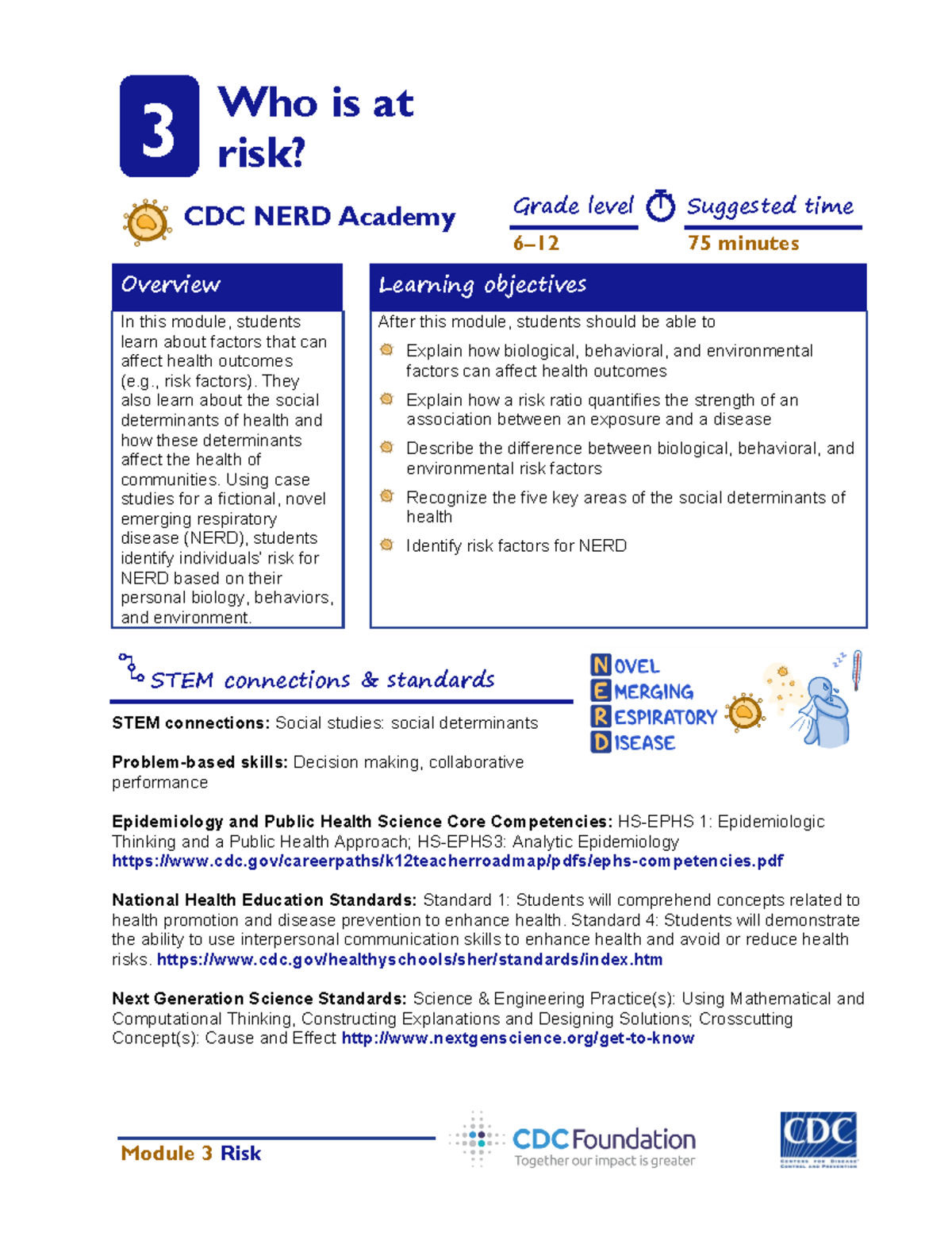CDC - Who is at Risk - Lesson Plan - 3 Who is at risk? CDC NERD Academy ...