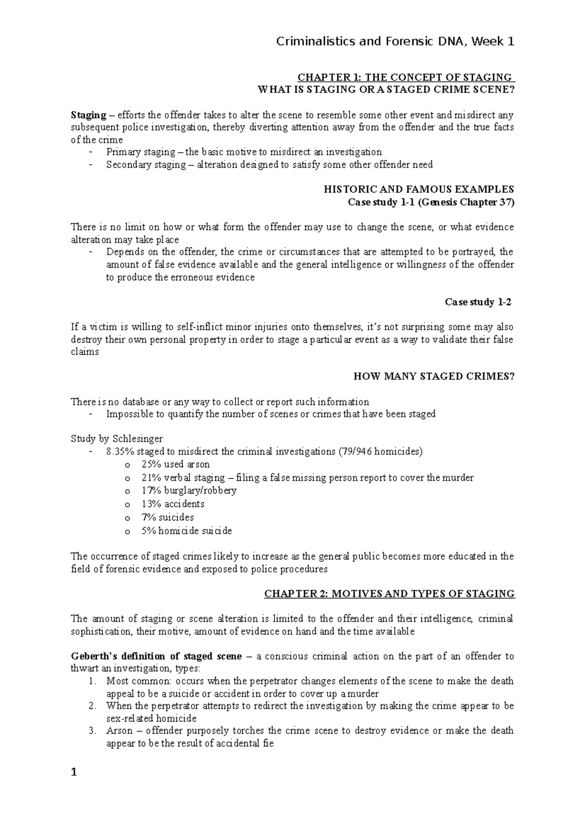 CFD w1 - summary - CHAPTER 1: THE CONCEPT OF STAGING WHAT IS STAGING OR ...