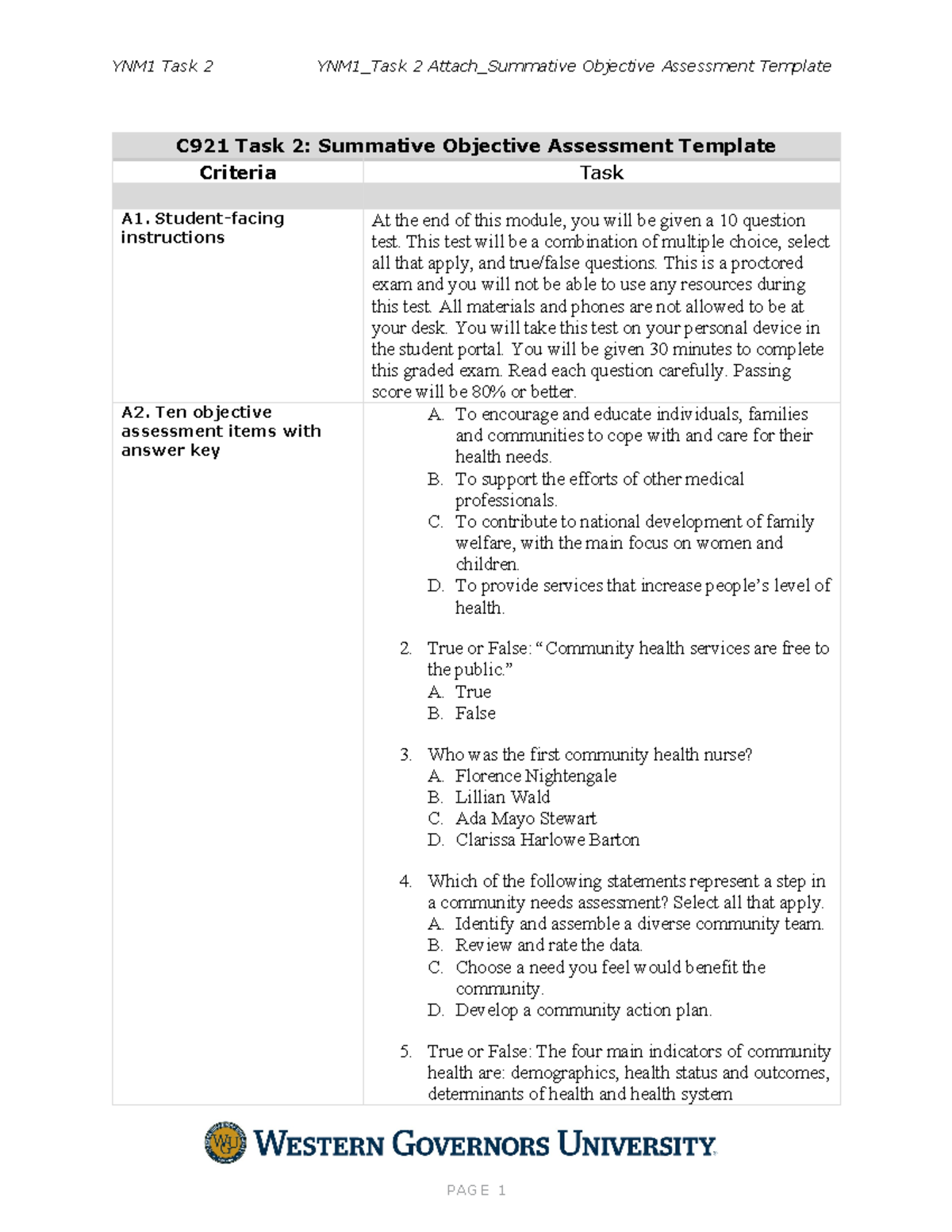 Summative Objective Assessment - Student-facing instructions At the end of this module, you will ...