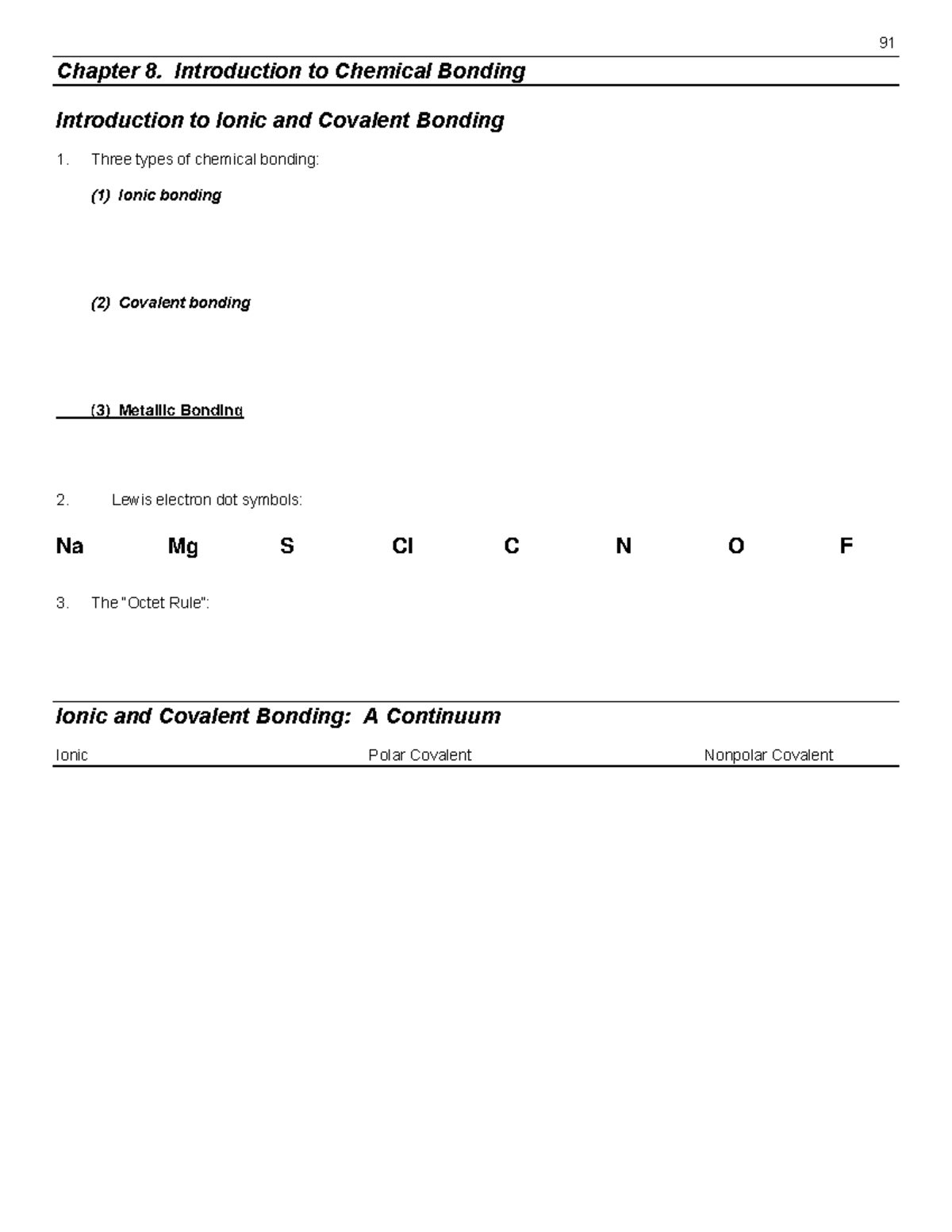 CHEM 1411 Ch 8 Lecture Notes Blank - Chapter 8. Introduction to ...