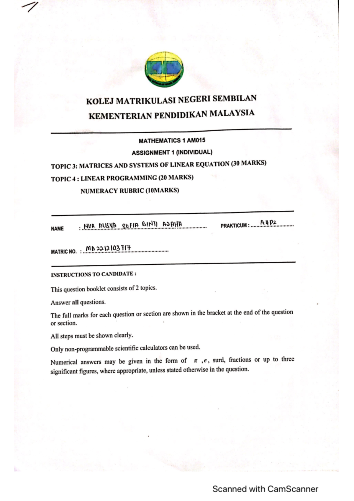 Pb math Alisyasufia - Tatik - Mr accounting case study 1 - Studocu