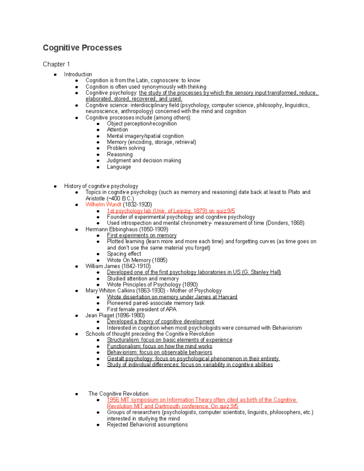cognitive_process - Cognitive Processes Chapter 1 Introduction ...