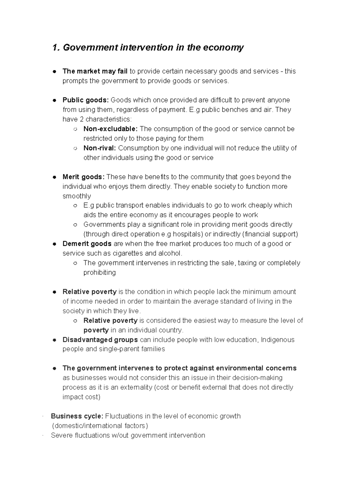 6. Governments and the economy Final - 1. Government intervention in ...