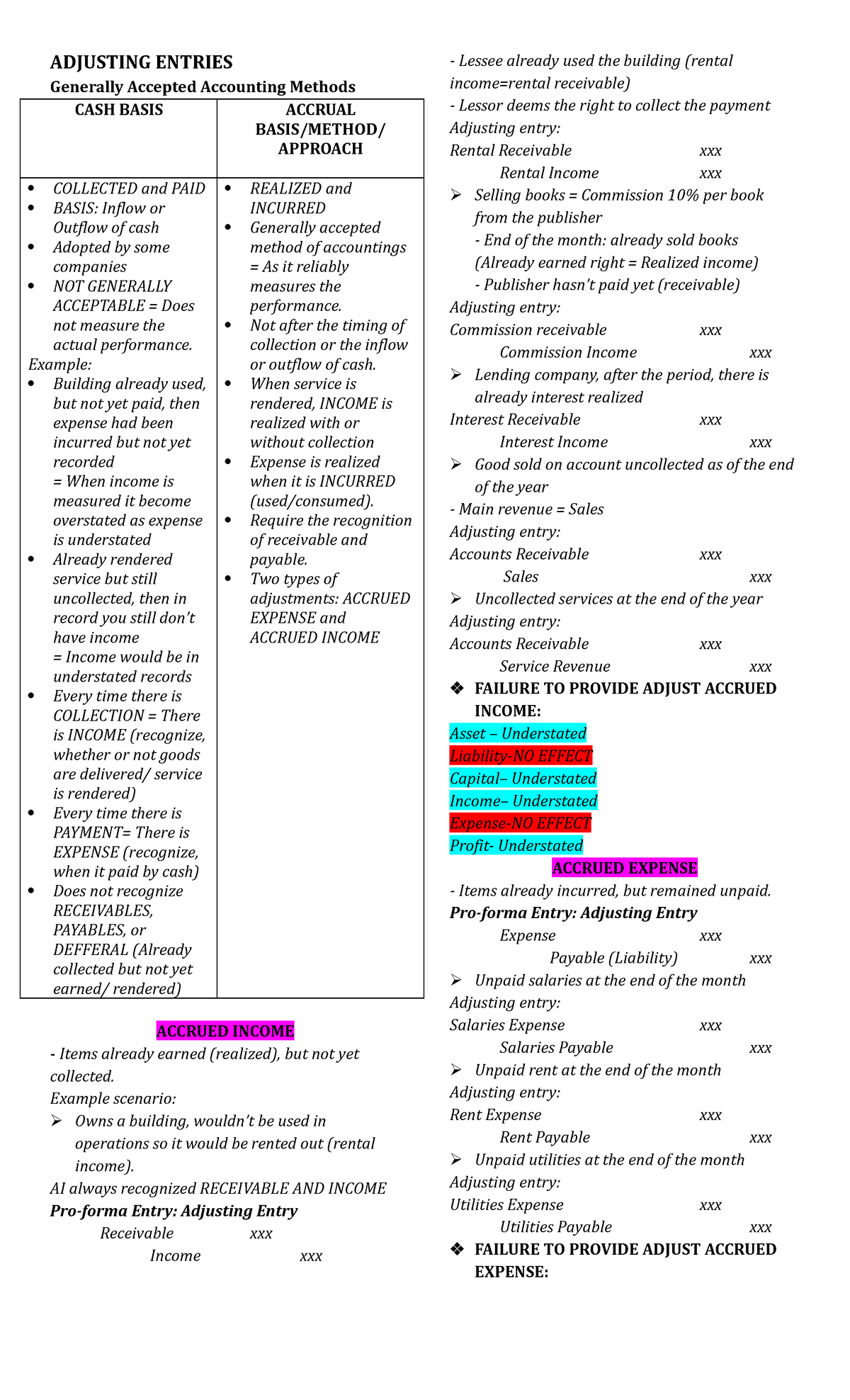 Adjusting entries- Accounting Cycle - ADJUSTING ENTRIES Generally ...