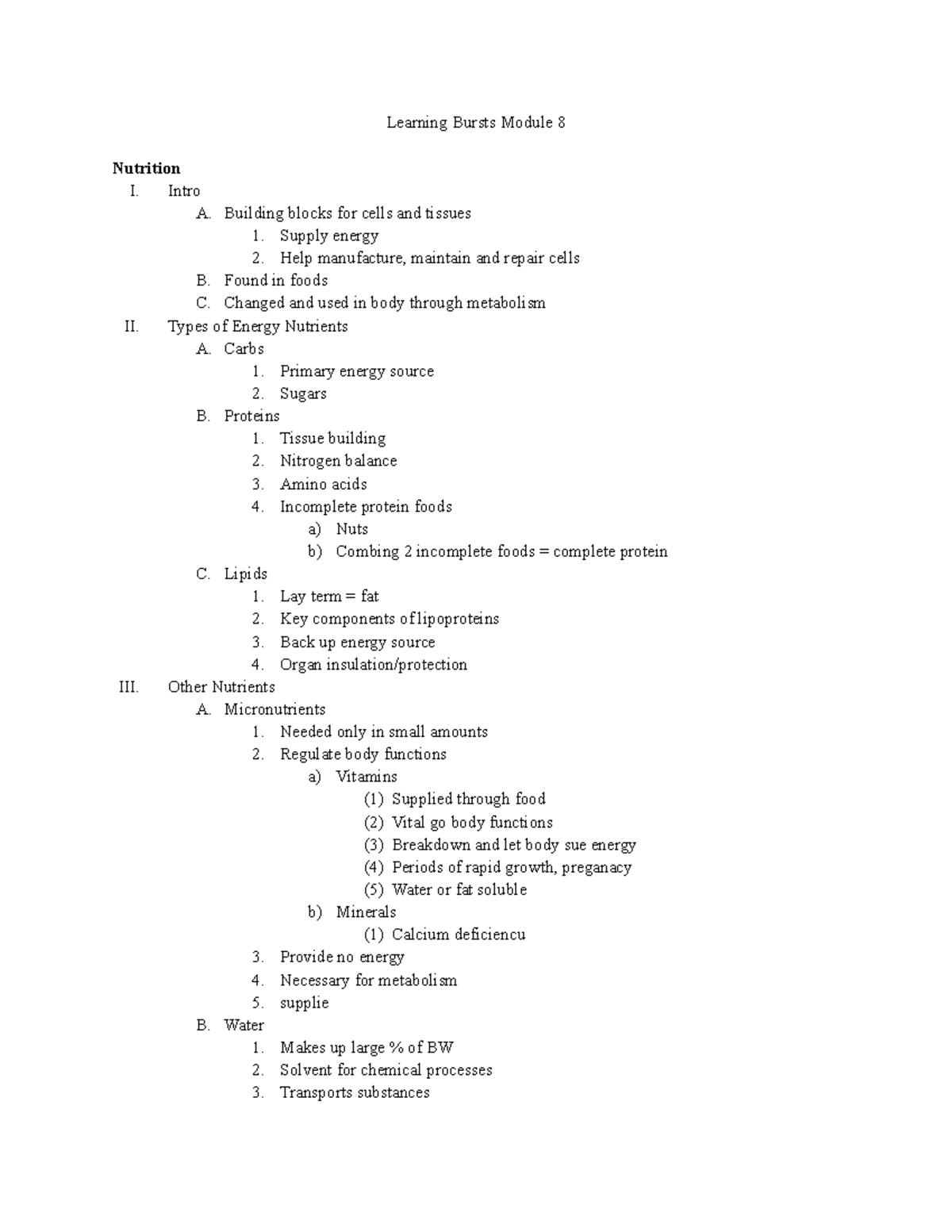 Learning Bursts Module 8 - Intro A. Building blocks for cells and ...