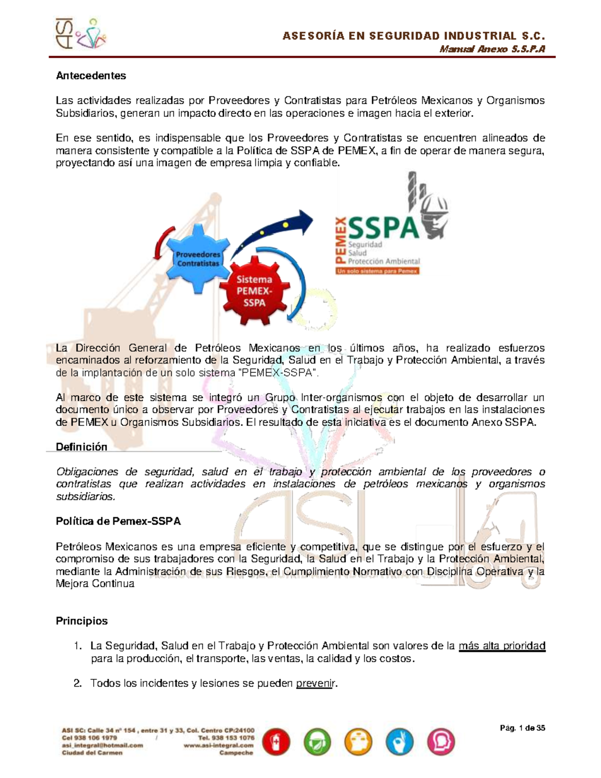 Manual SSPA DE PEMEX - Manual Anexo S.S.P Antecedentes Las actividades ...