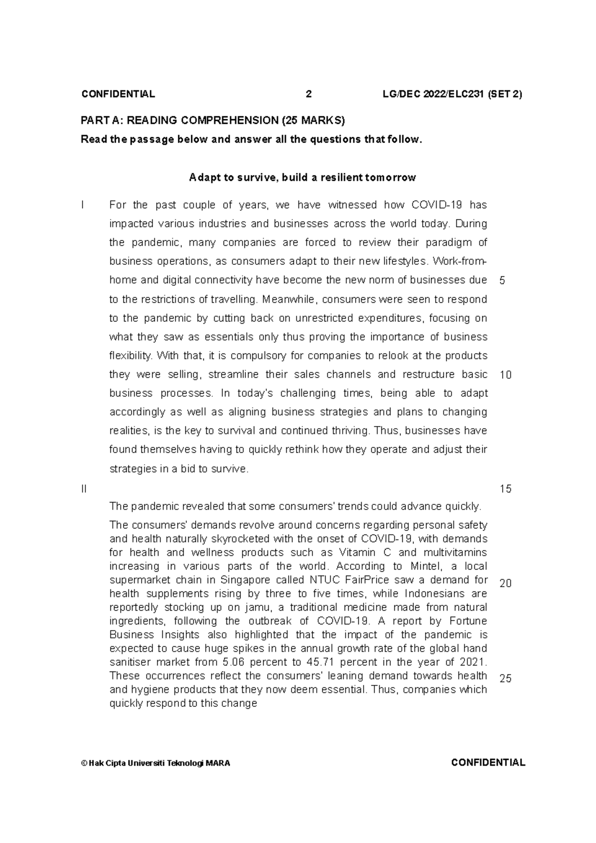 Reading Practice - enjoy - PART A: READING COMPREHENSION (25 MARKS ...