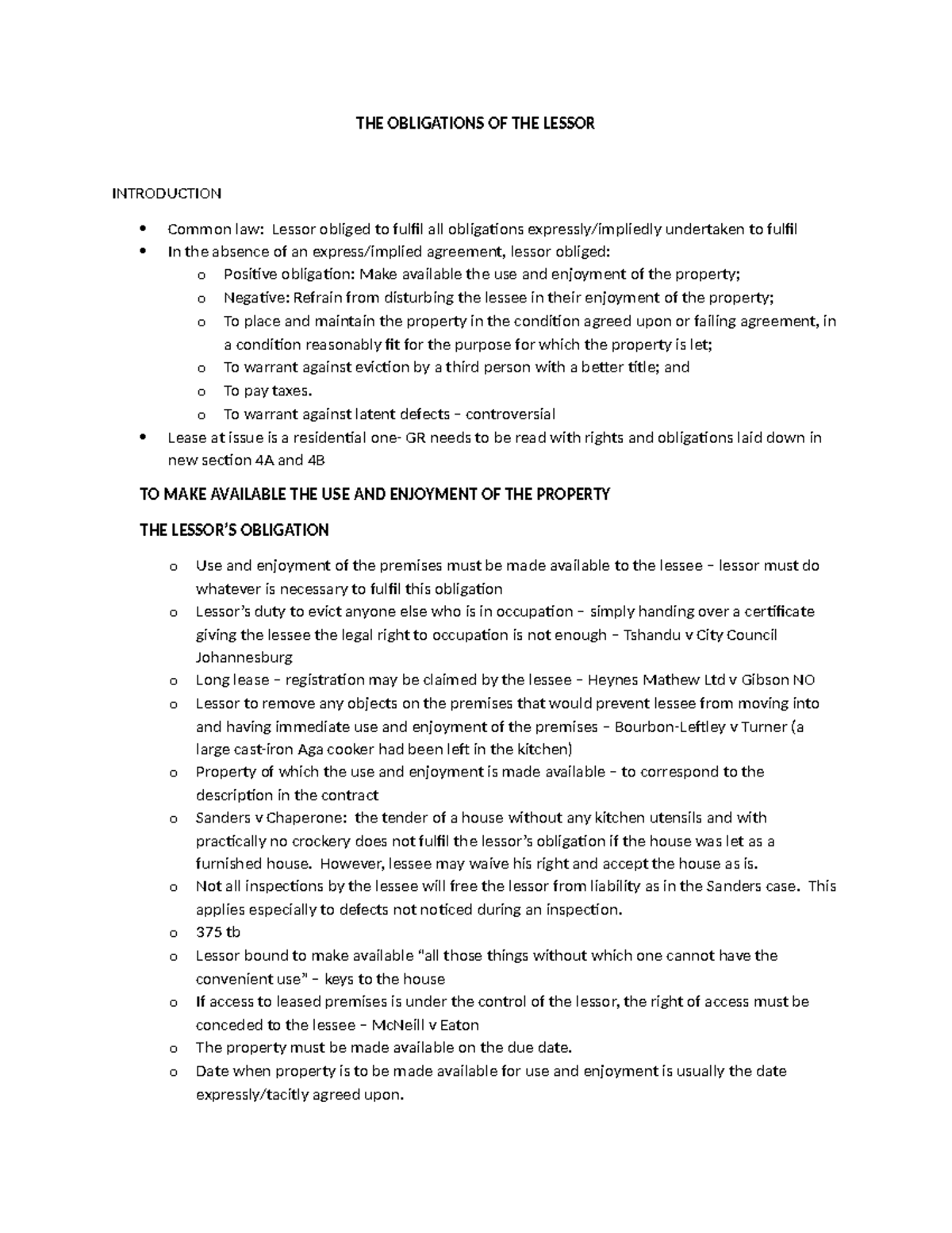 THE Obligations OF THE Lessor-part B - THE OBLIGATIONS OF THE LESSOR ...