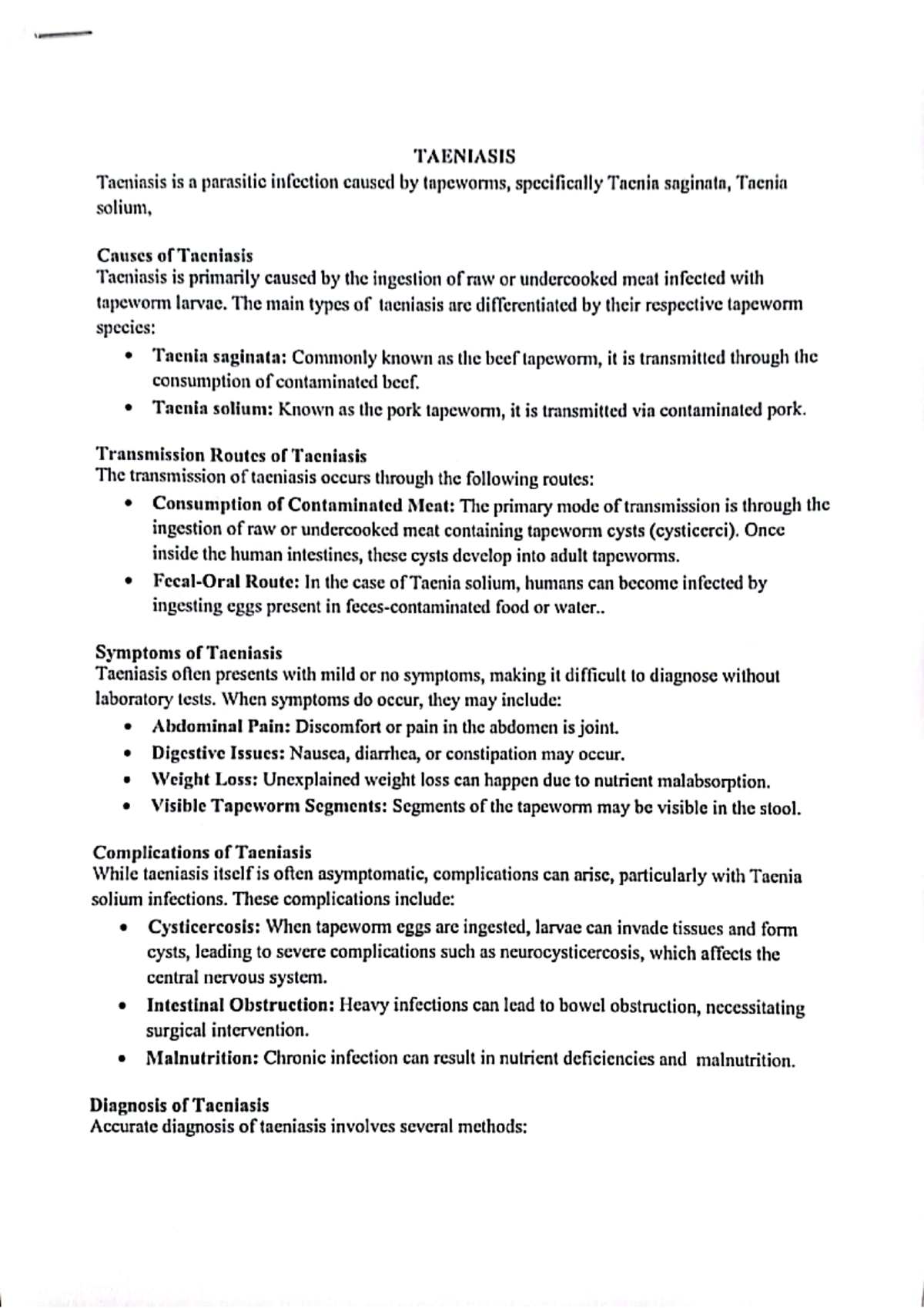 Taeniasis - Notes on teaniasis under vector borne disease - TAENIASIS ...