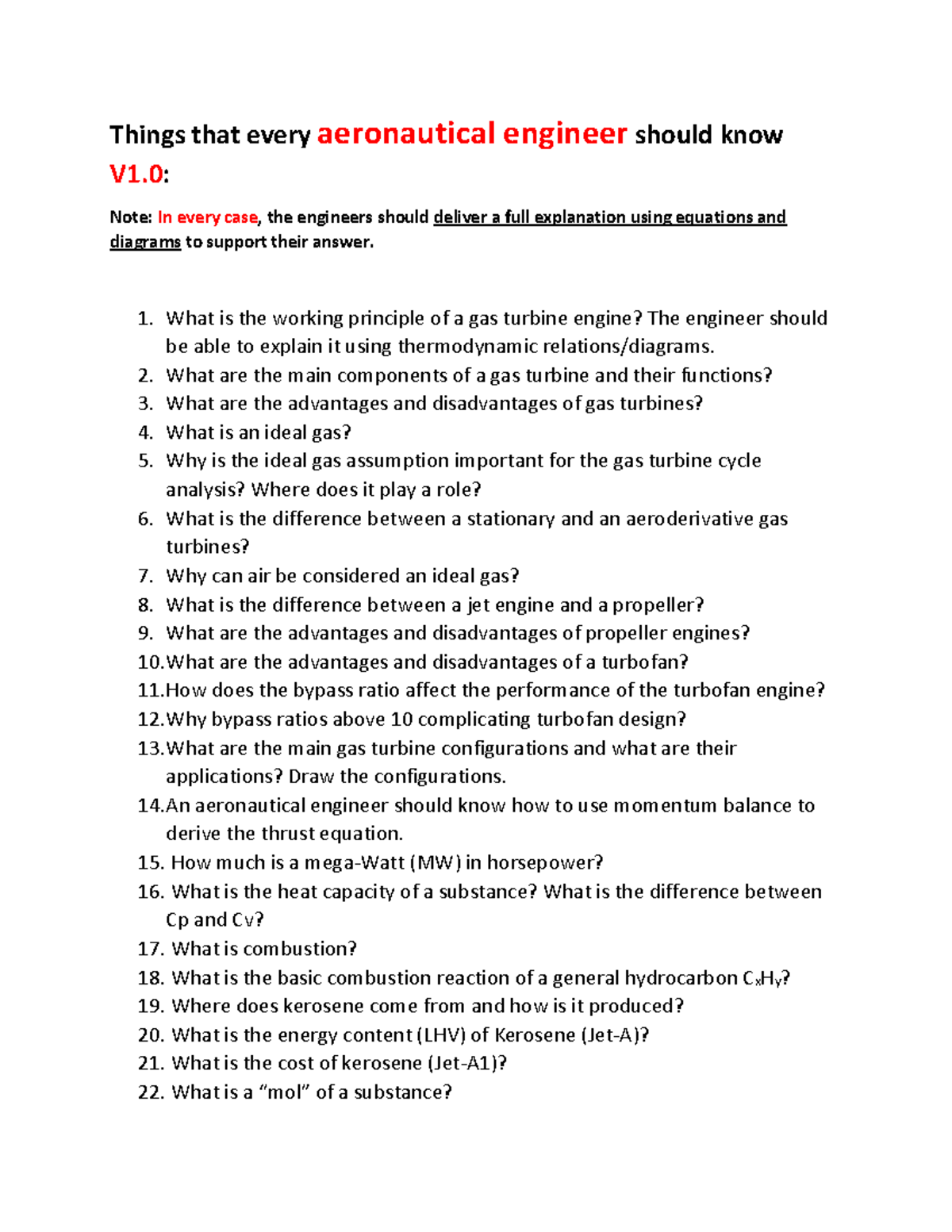 Theory questions - Things that every aeronautical engineer should know ...