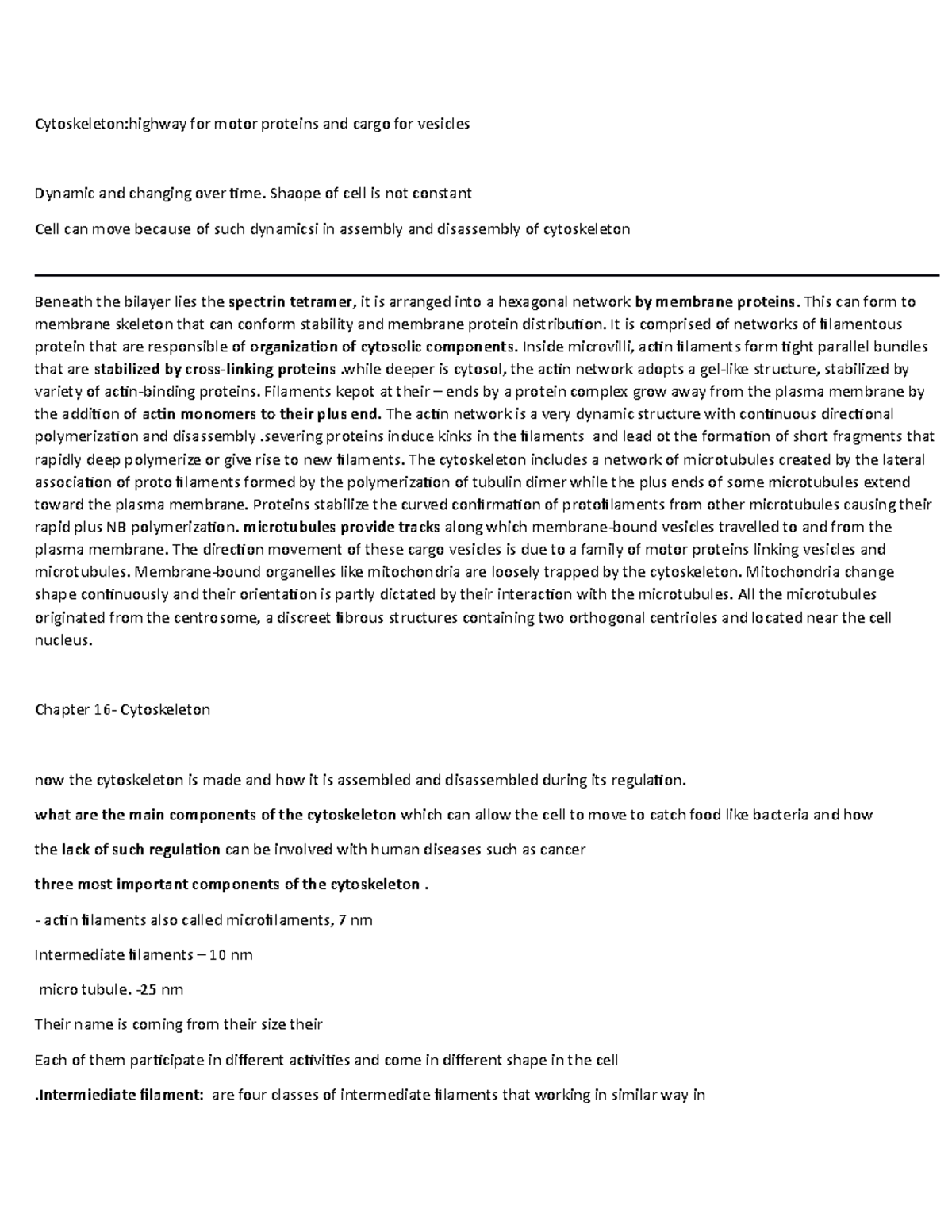 Biol2021 - summary of chapter and recording - Cytoskeleton:highway for ...