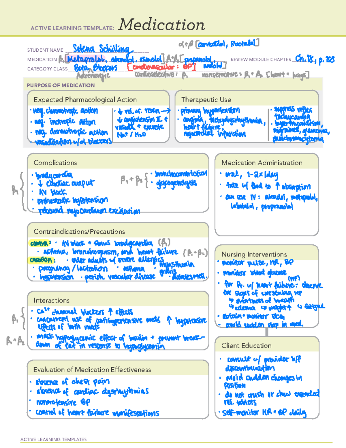 Medications - Beta Blockers - ACTIVE LEARNING TEMPLATES Medication ...