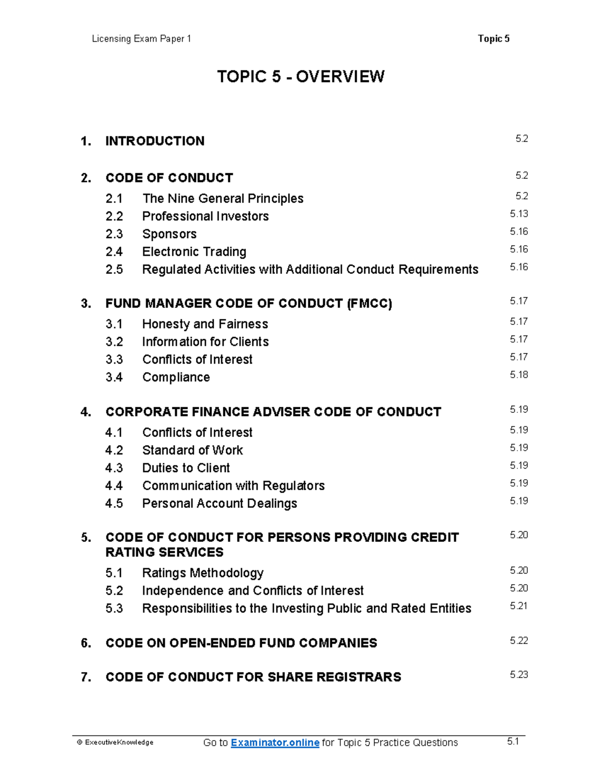 Topic 5 Paper 1 Online Notes 3 - TOPIC 5 - OVERVIEW 5. CODE OF CONDUCT ...