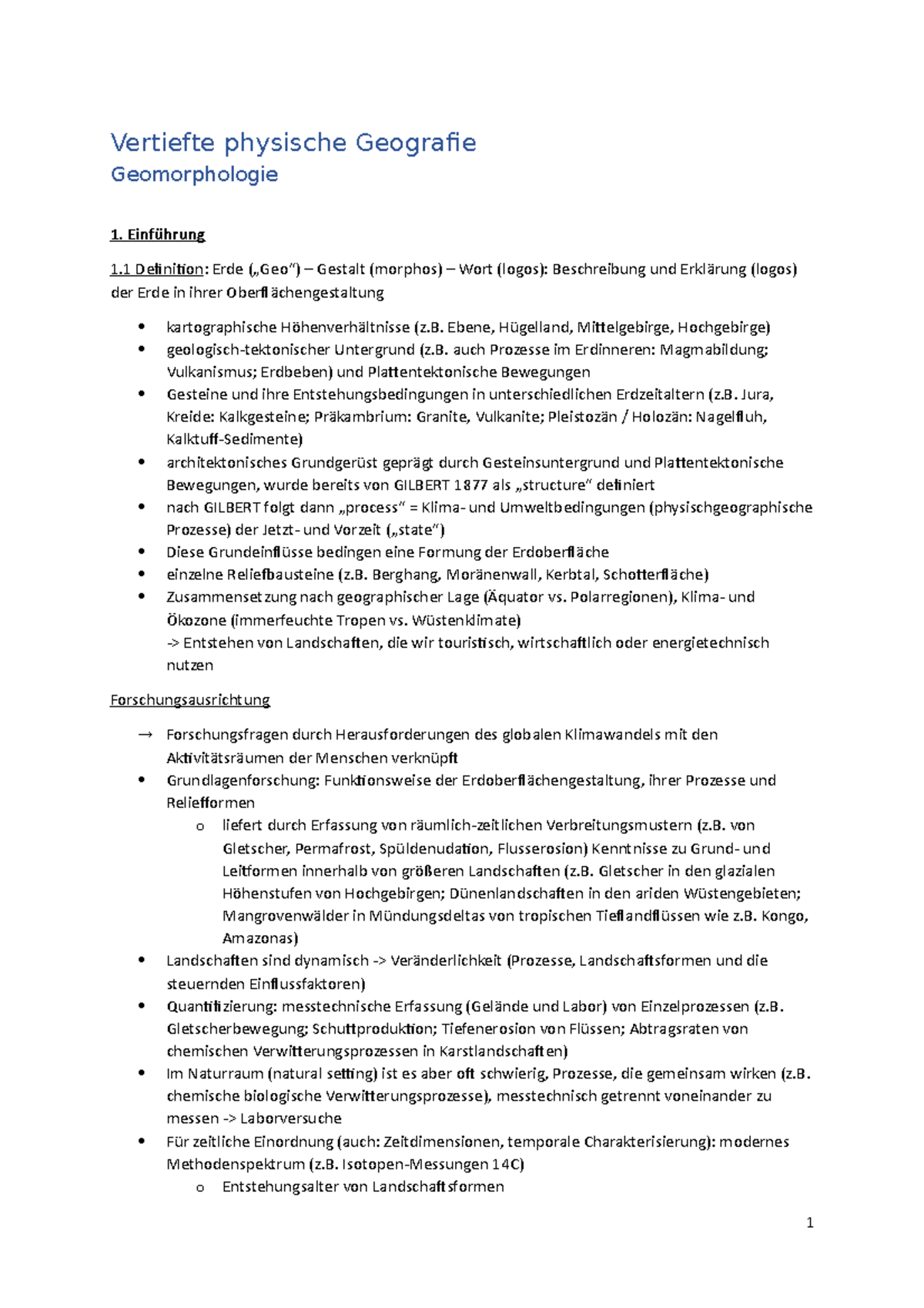 Geomorphologie - Vertiefte physische Geografie Geomorphologie ...