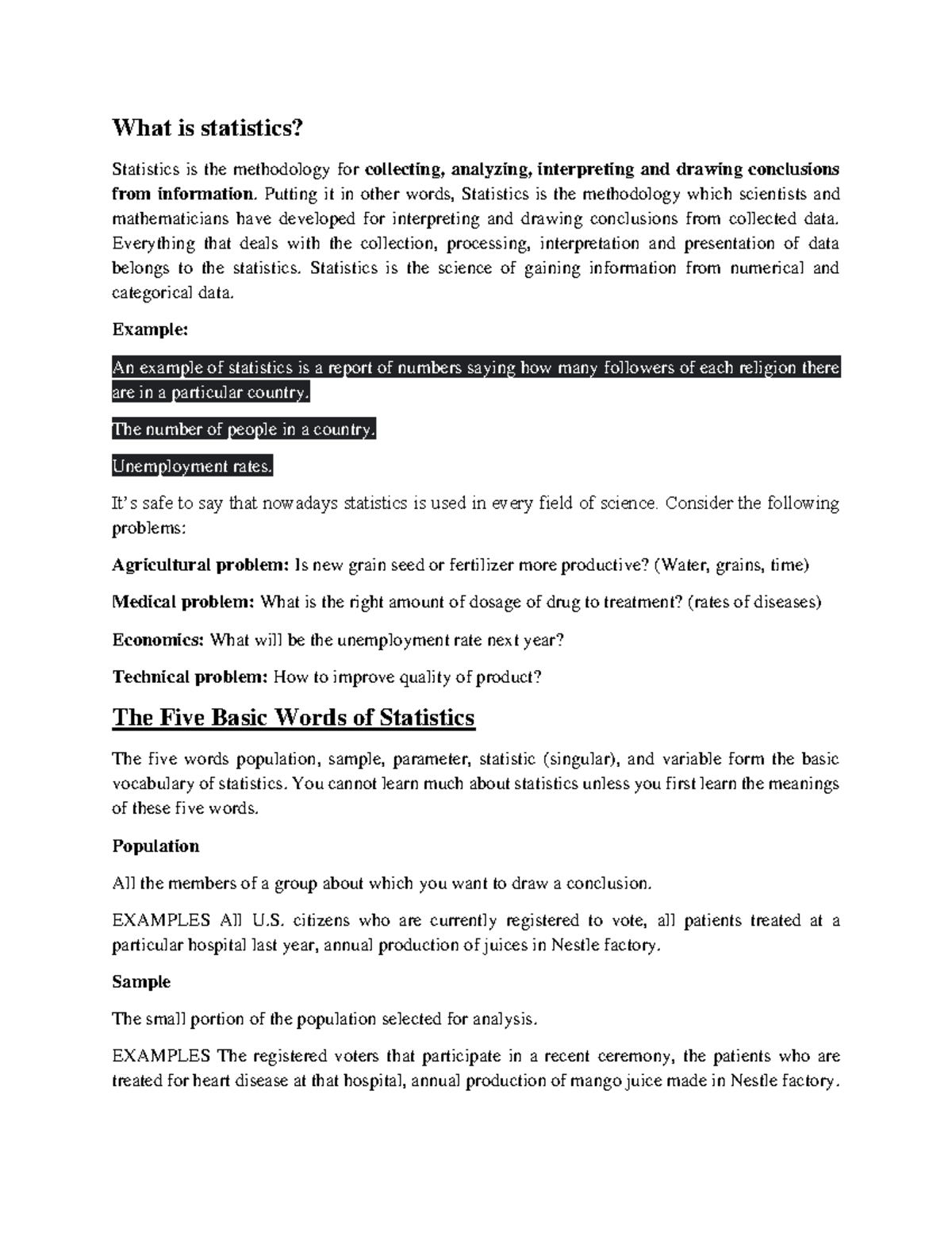 Statistics What Is Statistics Statistics Is The Methodology For