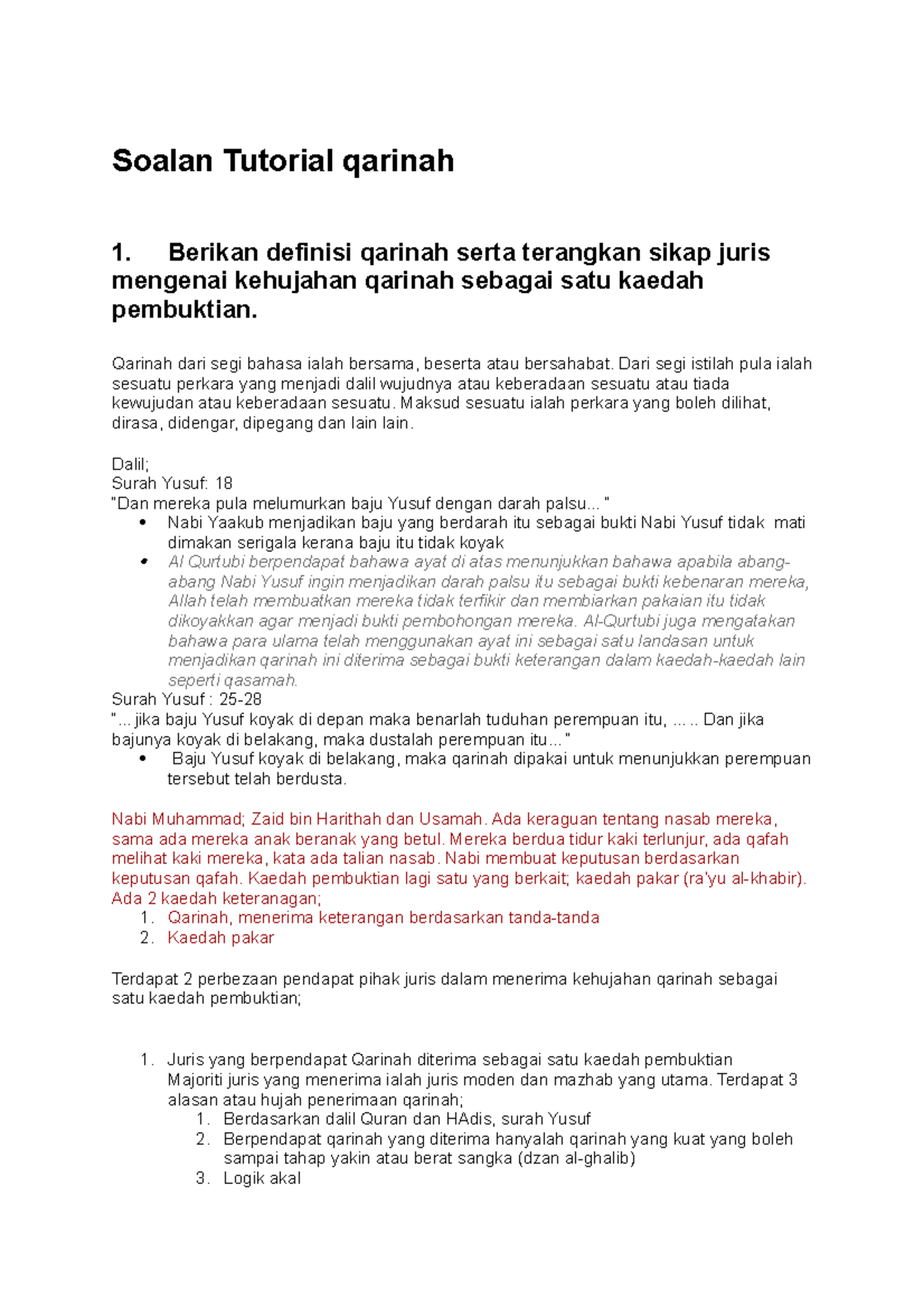 Tutorial Qarinah atau sumpah - Soalan Tutorial qarinah 1. Berikan definisi qarinah serta ...