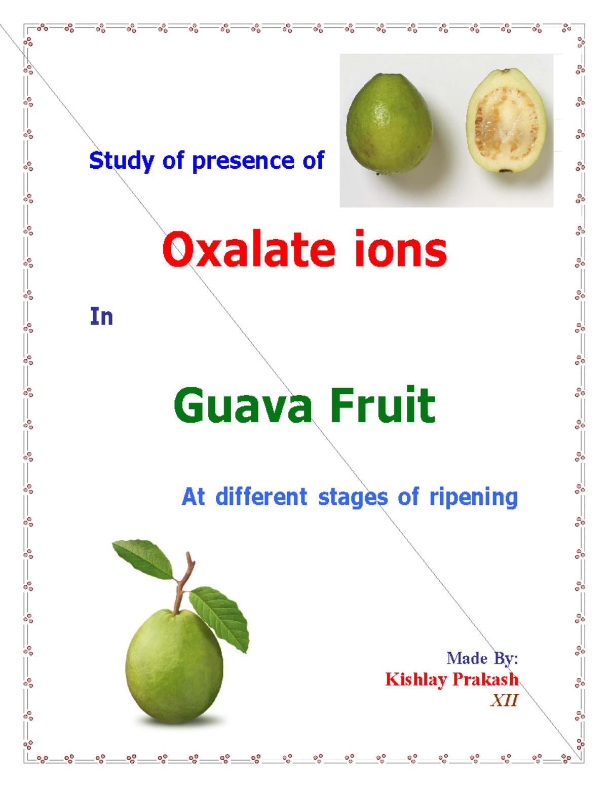 Chemistry project - assingment - Study of presence of Oxalate ions In ...