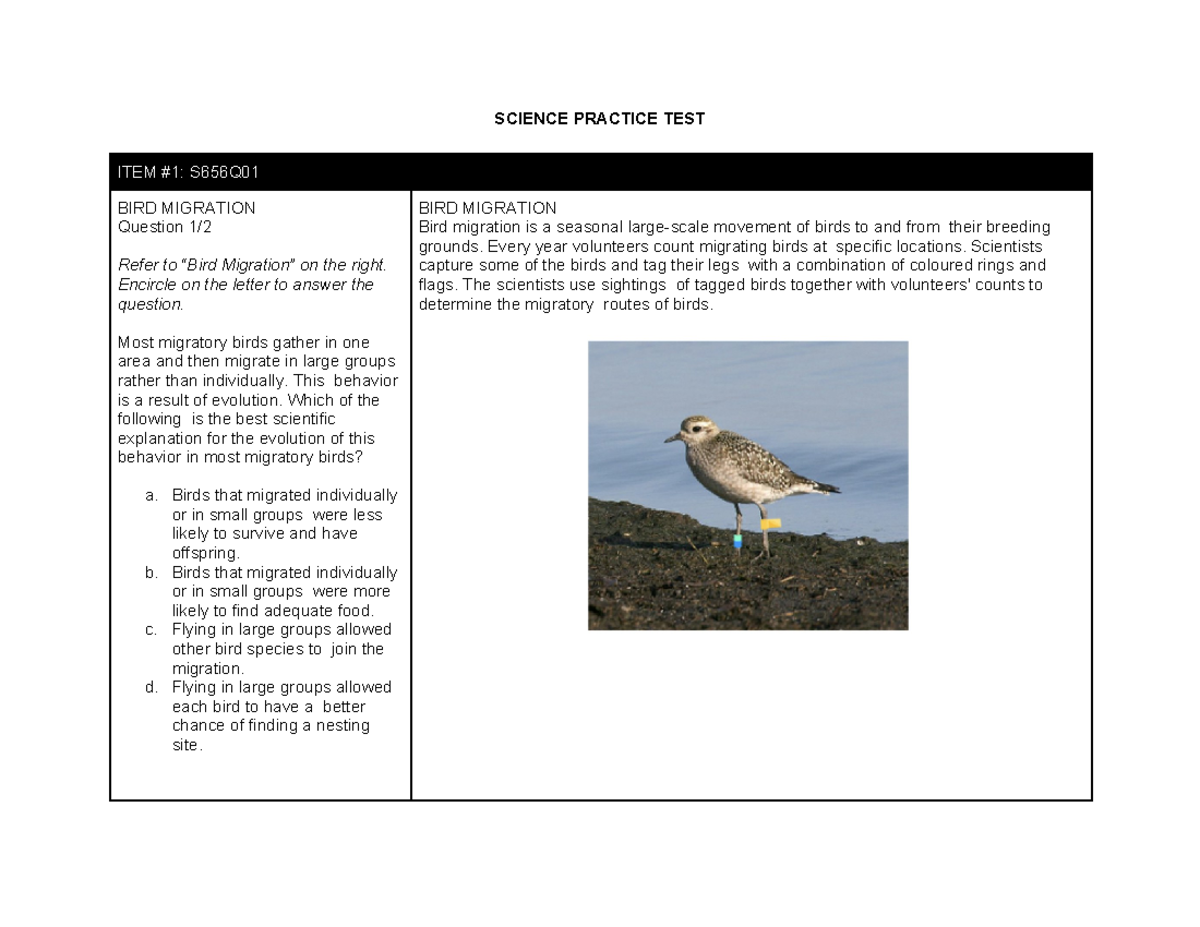 COPY Final PISA2025 Pretest Posttest Qs Science - SCIENCE PRACTICE TEST ...