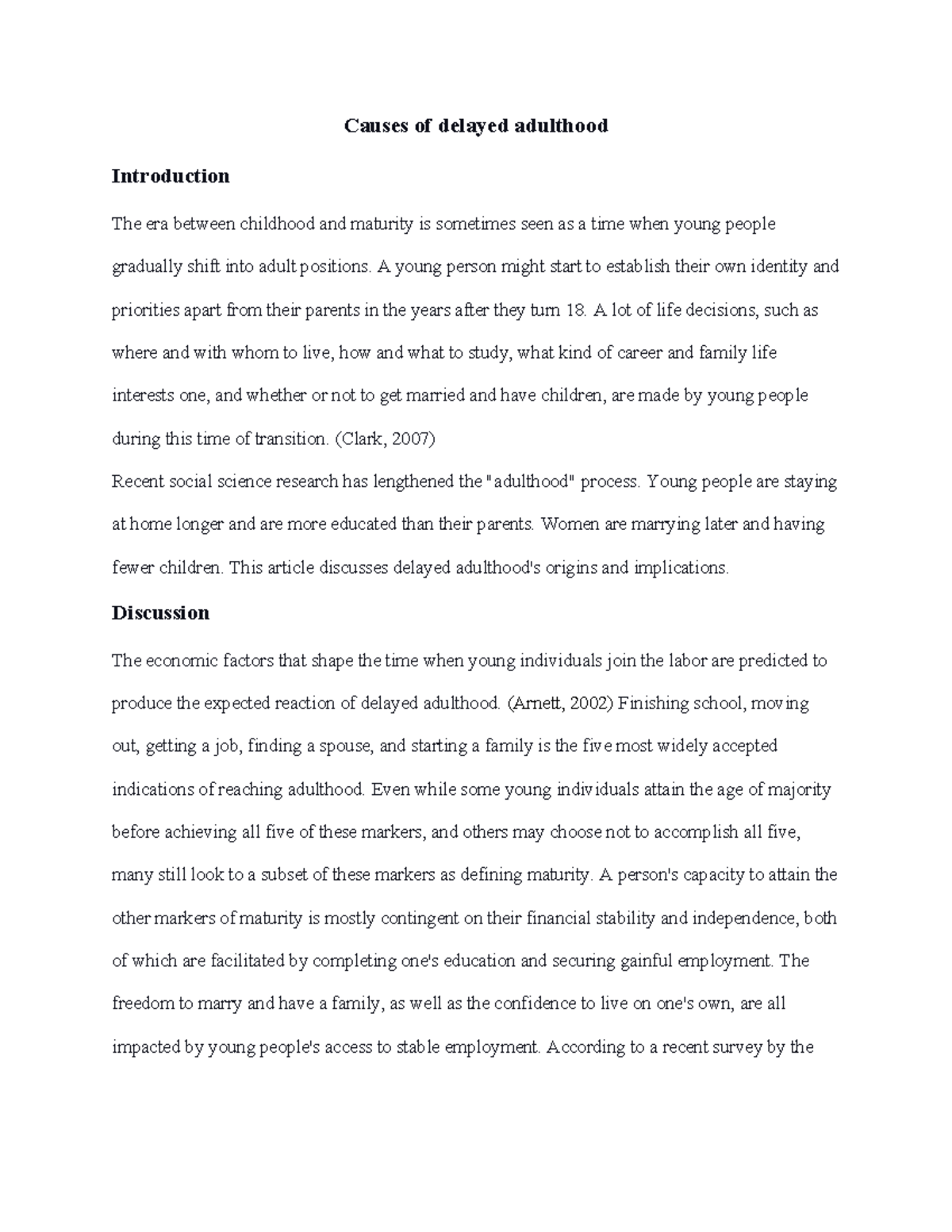 Causes of delayed adulthood - Causes of delayed adulthood Introduction ...