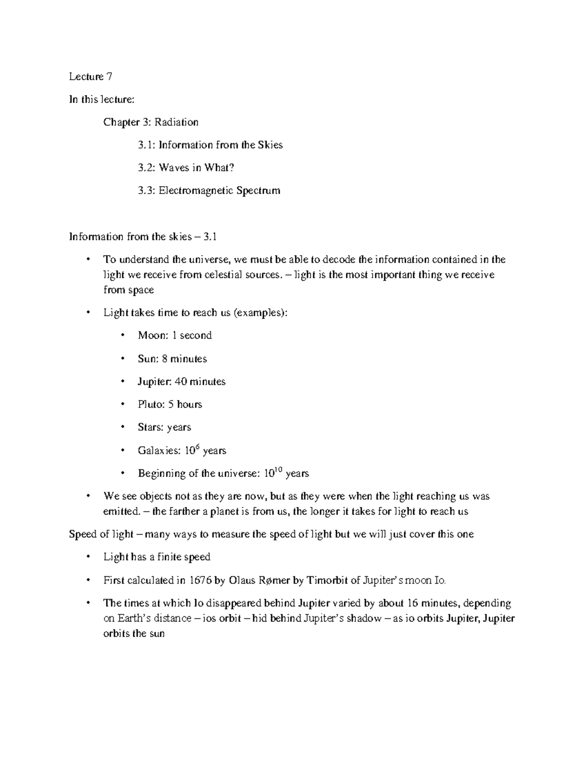 Lecture 7 - chapter 3 - radiation - Lecture 7 In this lecture: Chapter ...