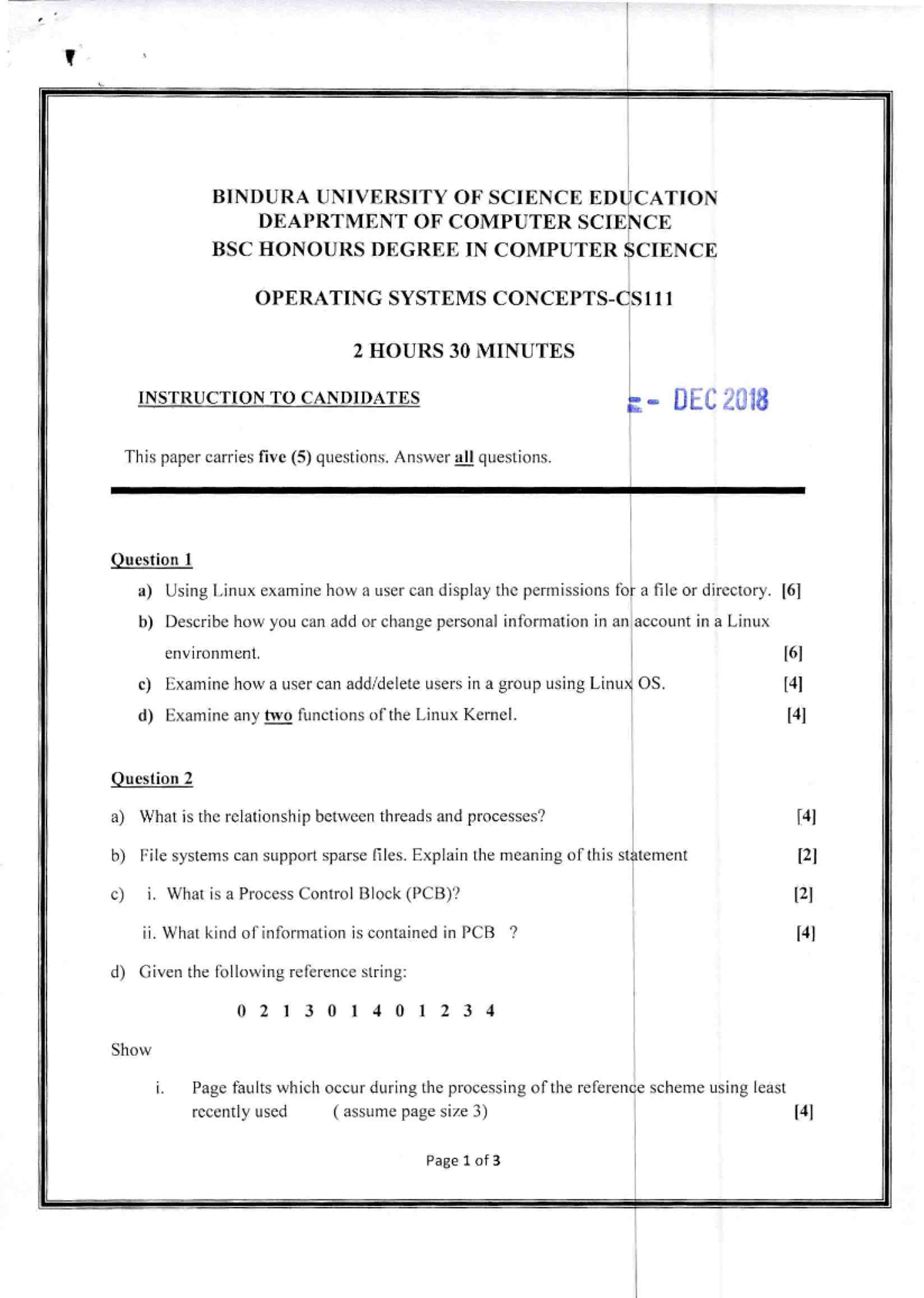 CS 111 Operating System notes - Computer Architecture - Studocu