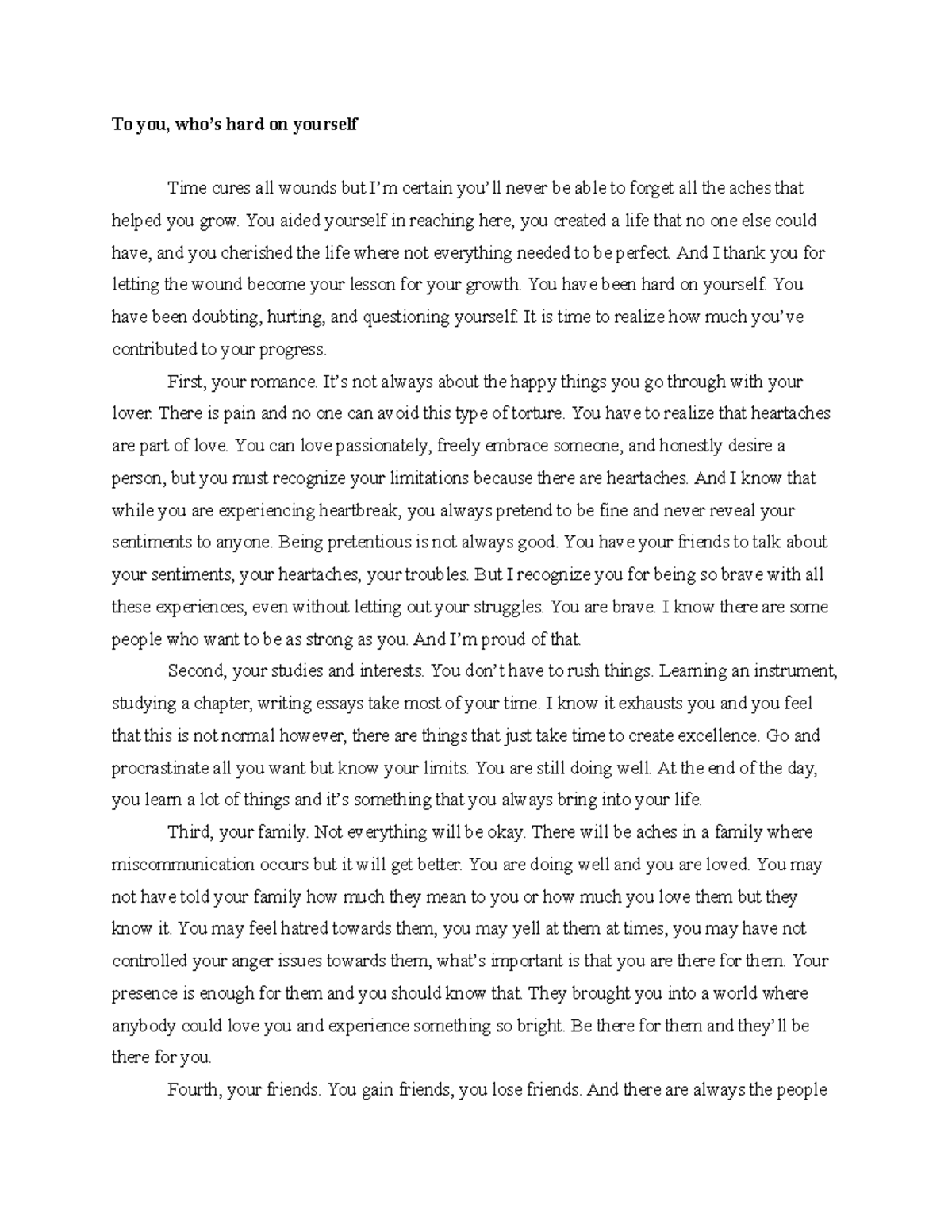 To you, who’s hard on yourself (Self-Compassionate Letter) - To you ...