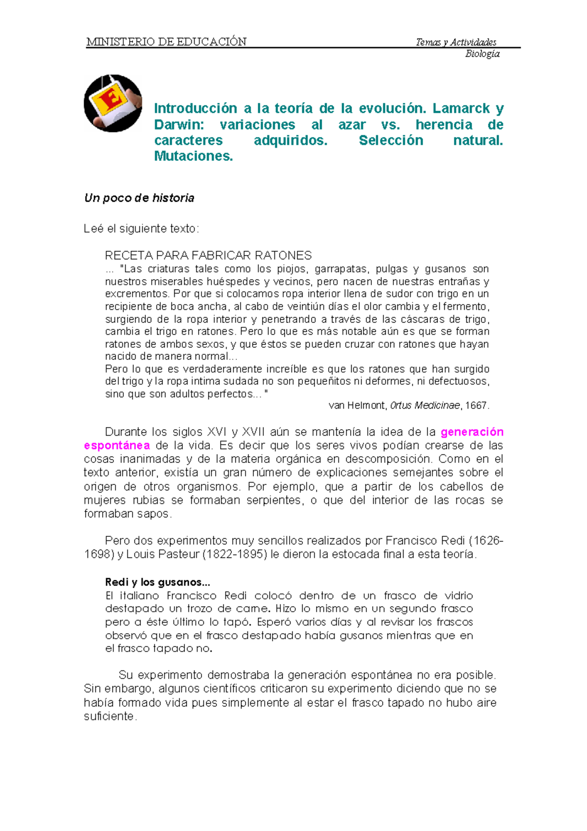 Evolucion seres vivos - teorias evolutivas - Biología Introducción a la ...