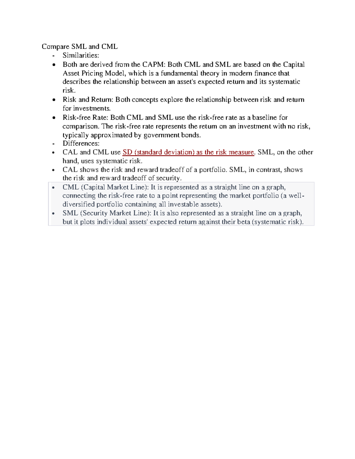 Compare SML and CML - ... - Compare SML and CML - Similarities: - Both ...