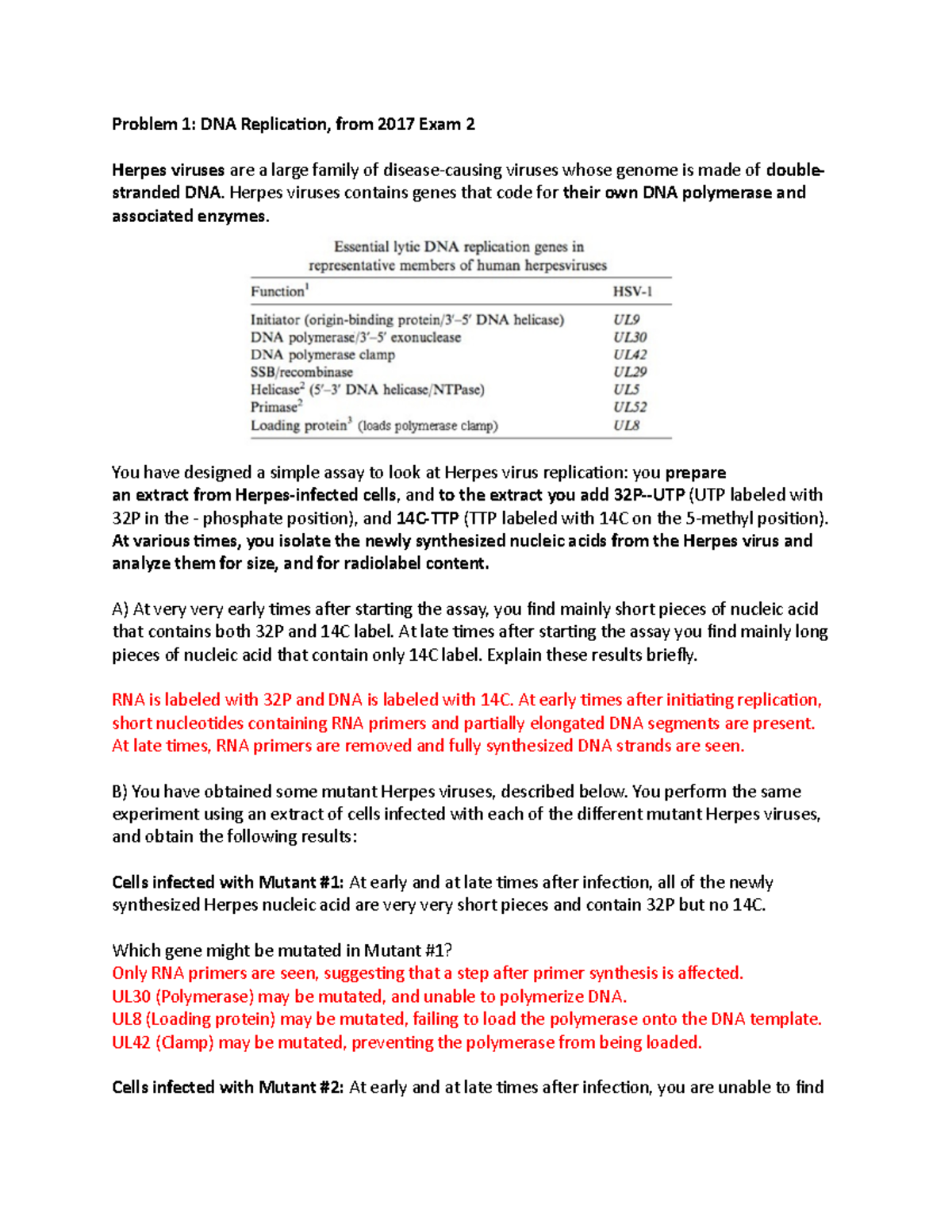 Week 7 practice Problems with solution - Problem 1: DNA Replication ...