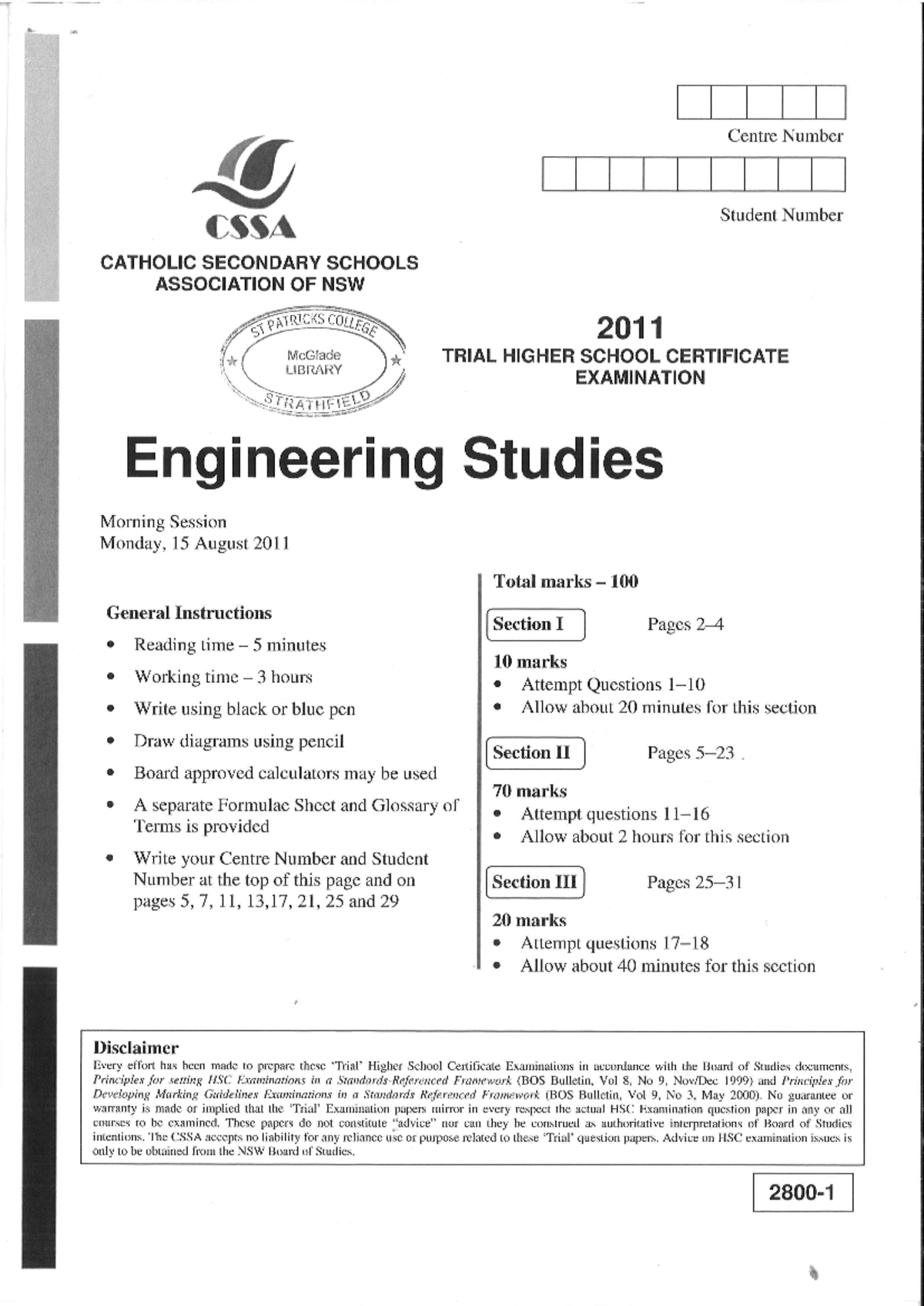 2011 Trial - ENGG1000 - Studocu