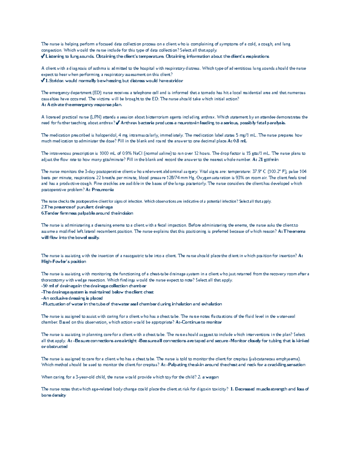 Studynclex - Google Docs - The nurse is helping perform a focused data ...