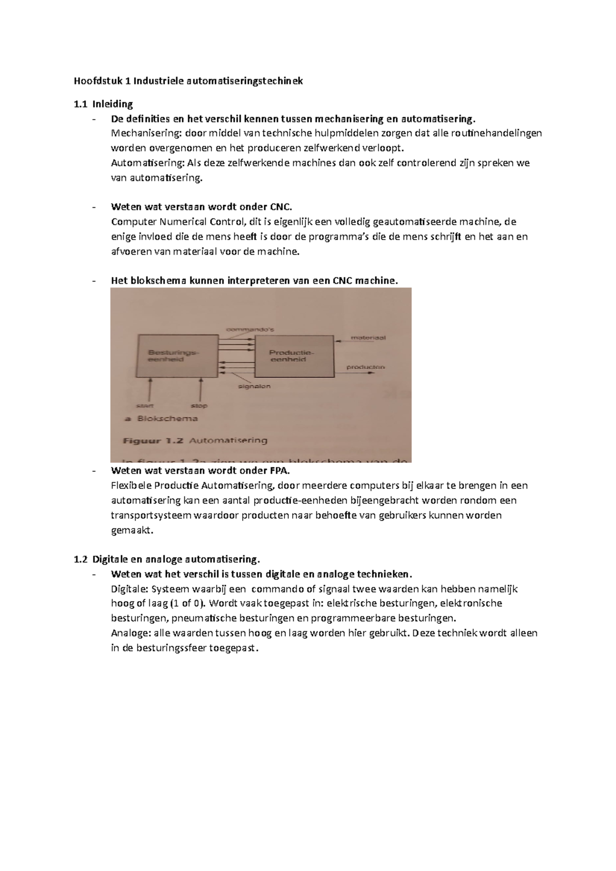 Samenvatting Industriele automatiserings techniek - Hoofdstuk 1 ...
