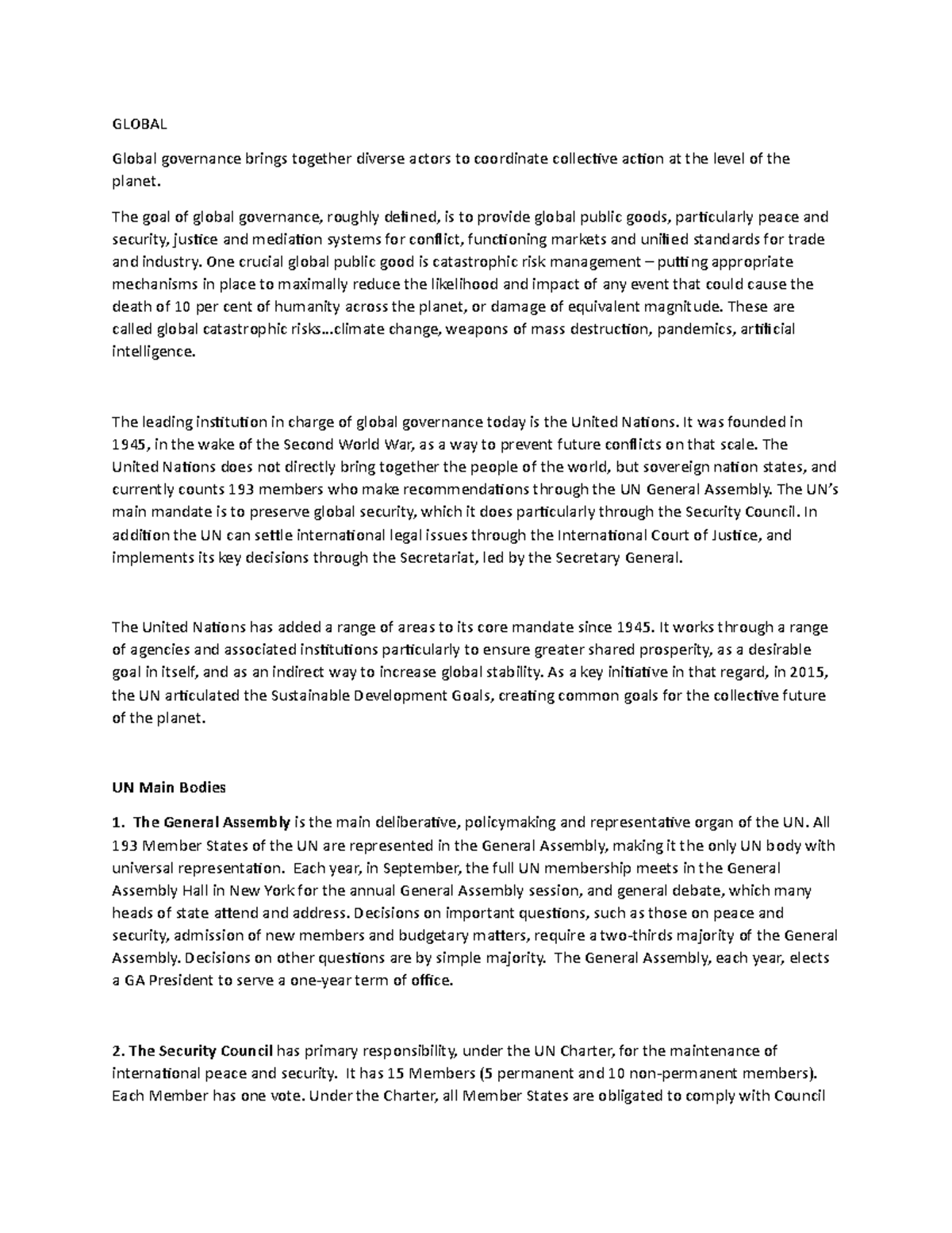 Global - ... - GLOBAL Global governance brings together diverse actors ...