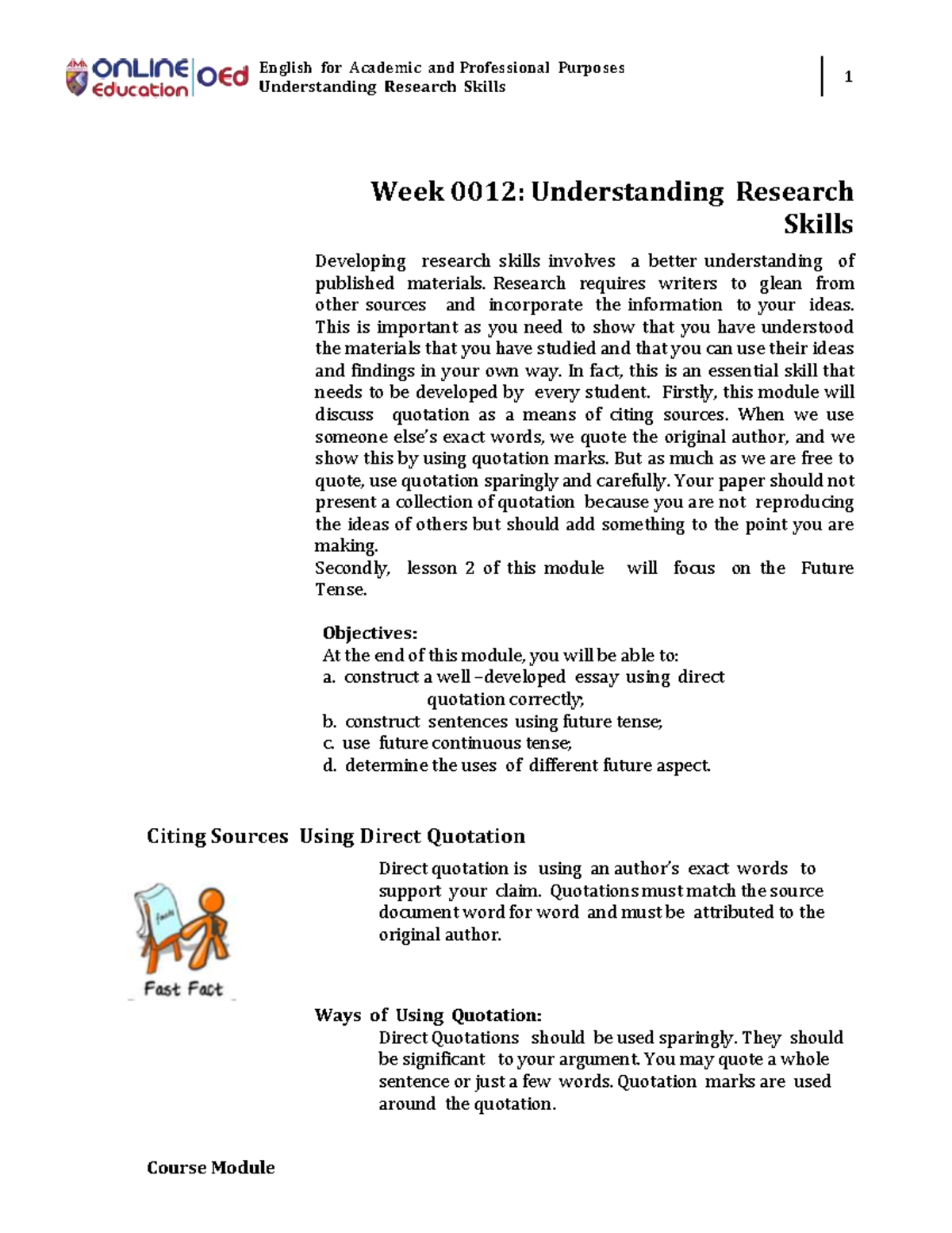 Understanding Research Skills - English for Academic and Professional ...
