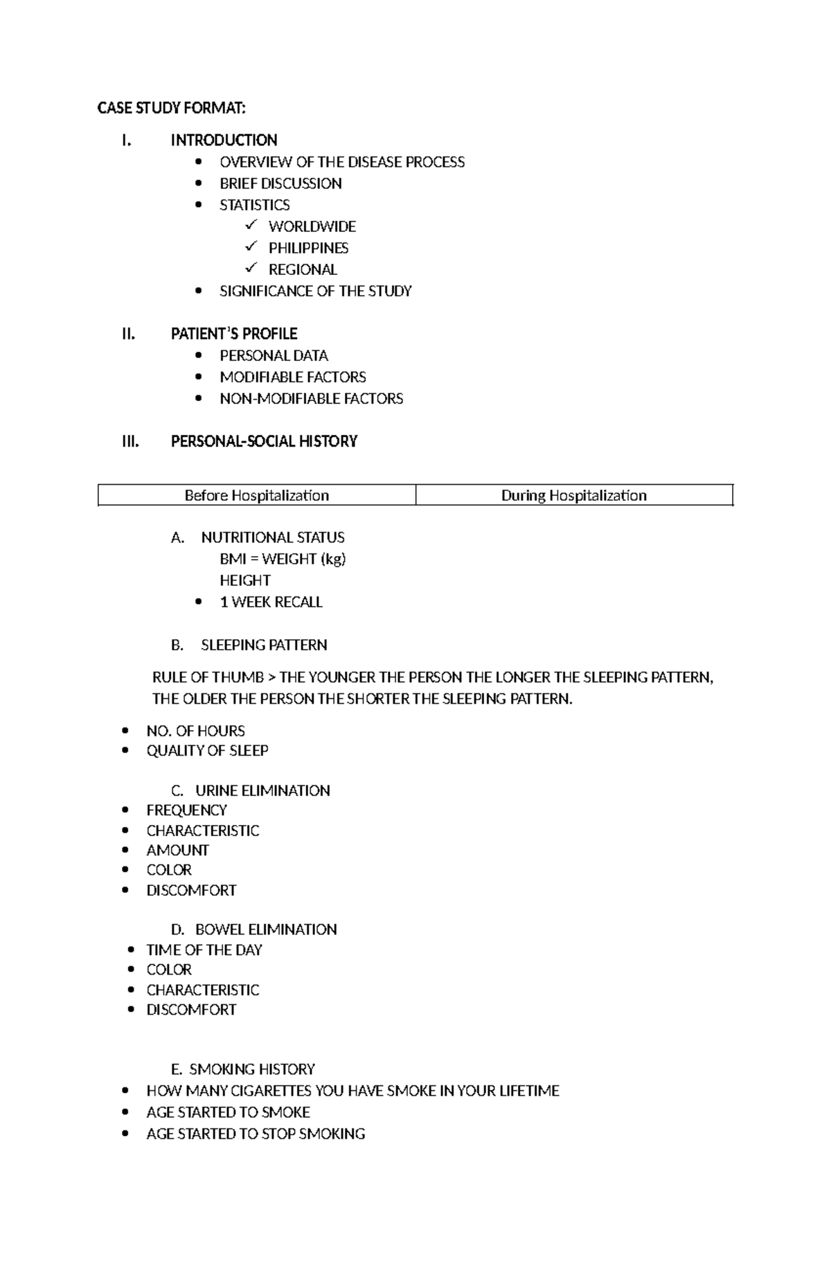 CASE- Study- Format - CASE STUDY FORMAT: I. INTRODUCTION OVERVIEW OF ...