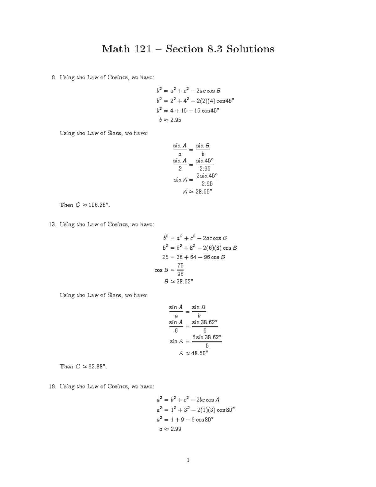 Math 121 –Homework Solutions 8.3 - Math 121 Section 8 Solutions 9 ...