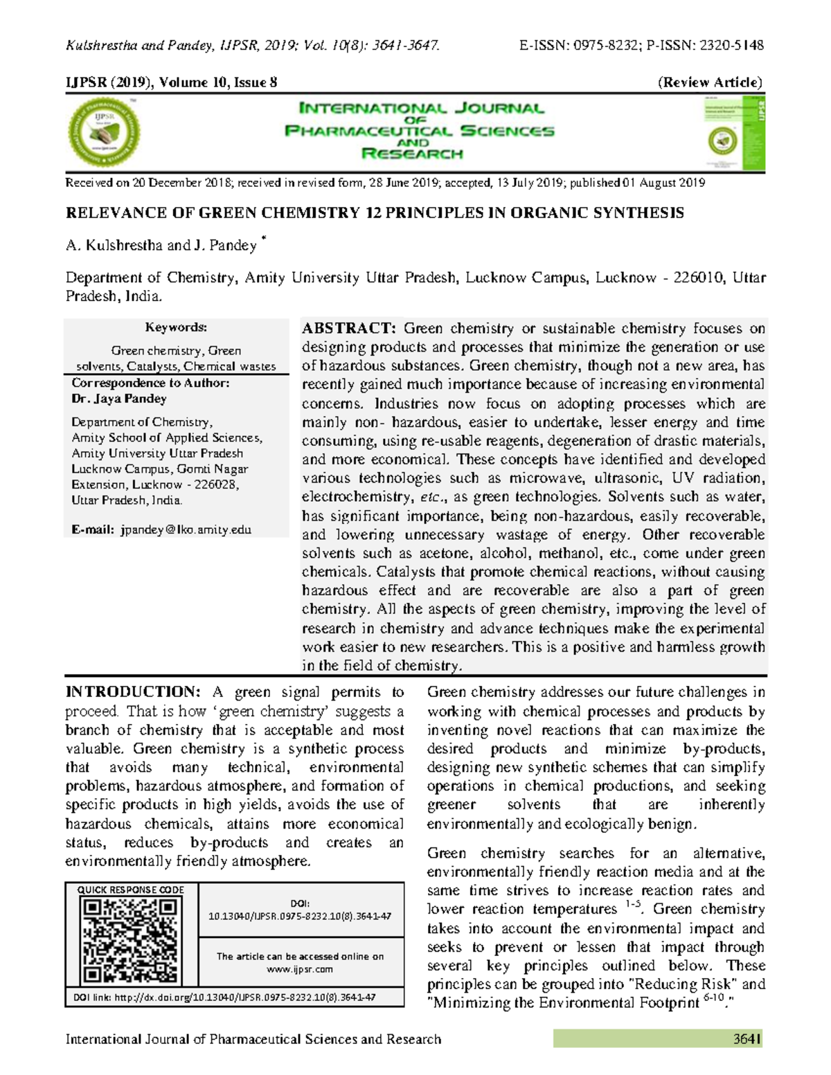 15-Vol - IJPSR (2019), Volume 10, Issue 8 (Review Article) Received on ...