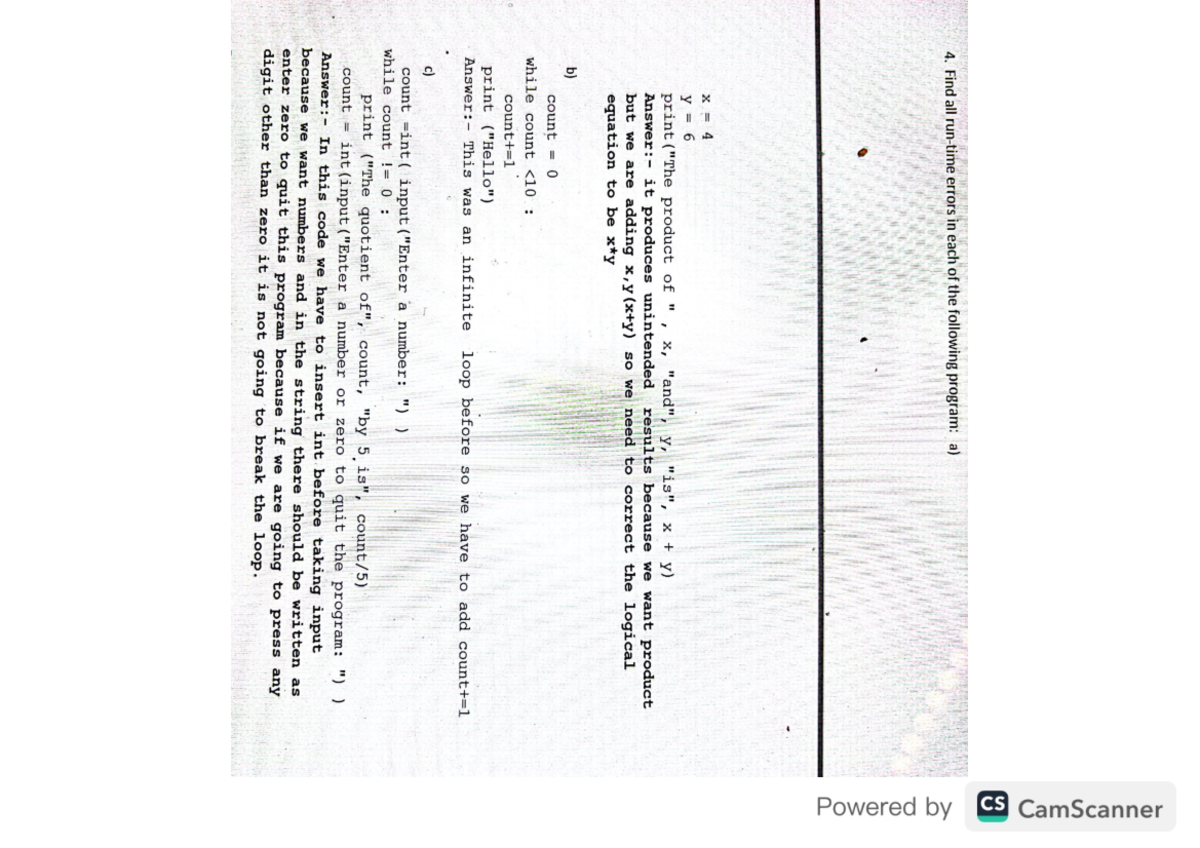 Run time errors examples - CPSC 1050 - Studocu