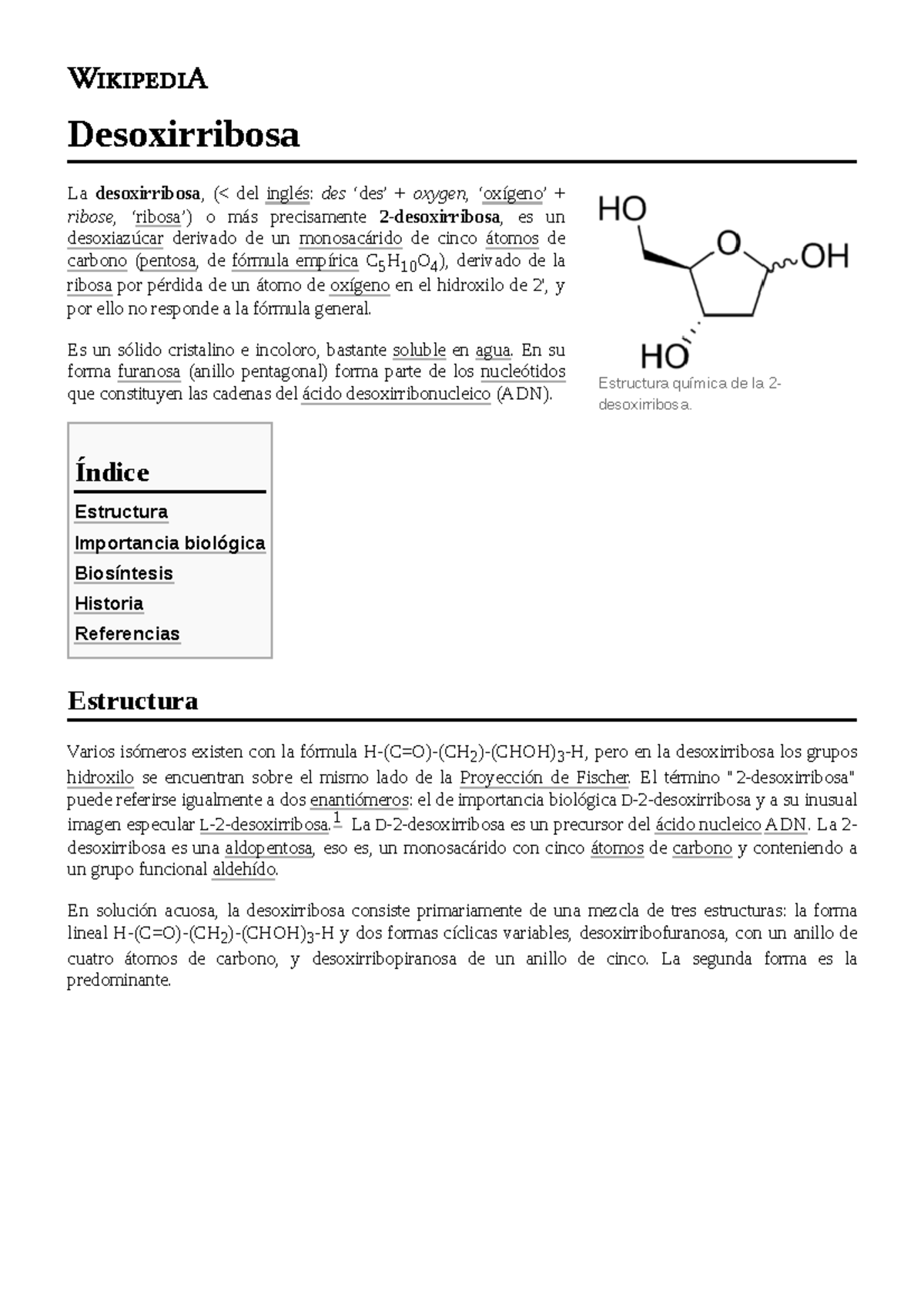 Desoxirribosa - Estructura química de la 2- desoxirribosa ...