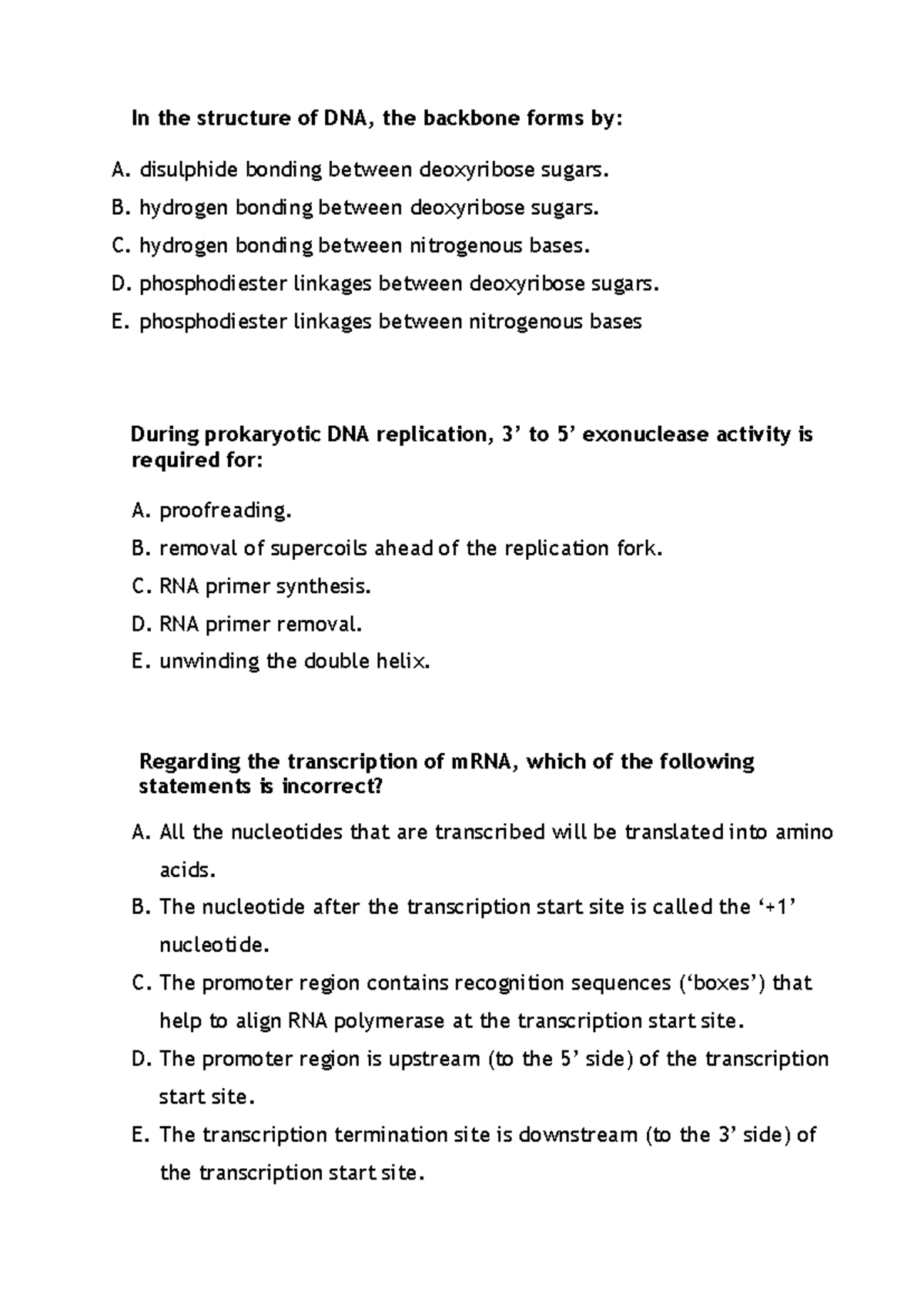 Biochem qs 3 - 4BBY1013 Practice midsessional 7 SEE NEXT PAGE 13 In the ...