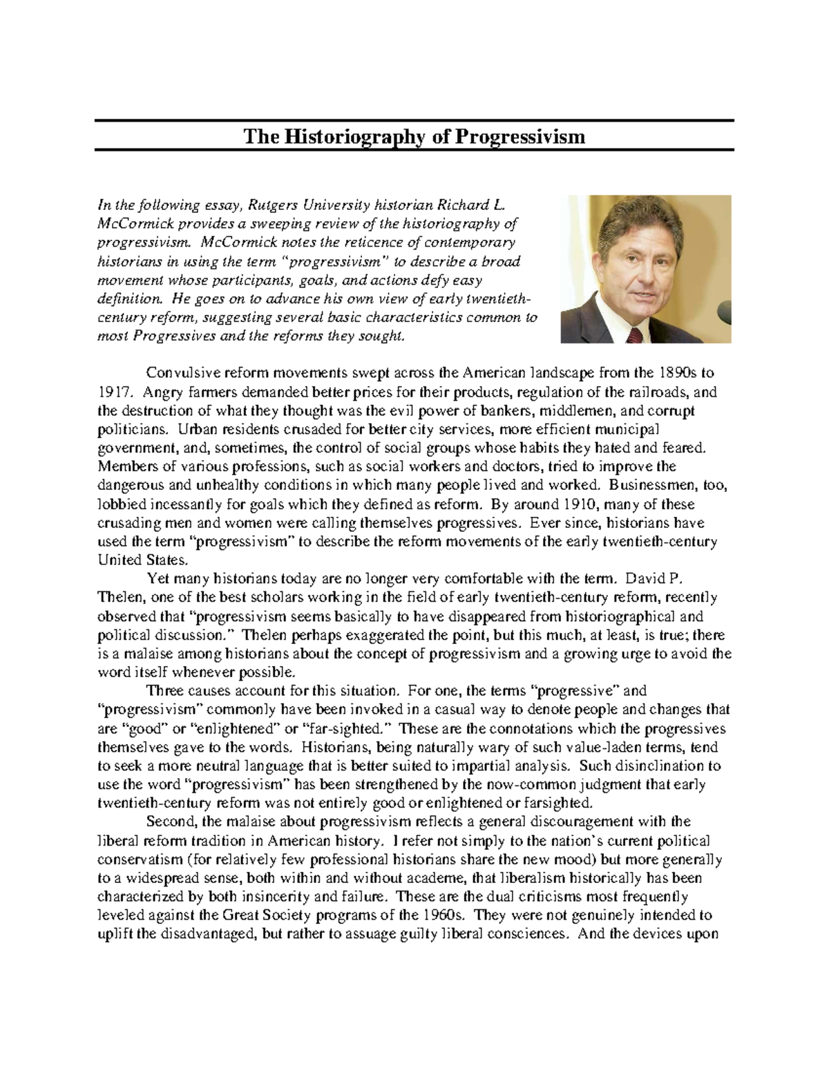 Historiography-of-Progressivism - The Historiography of Progressivism ...