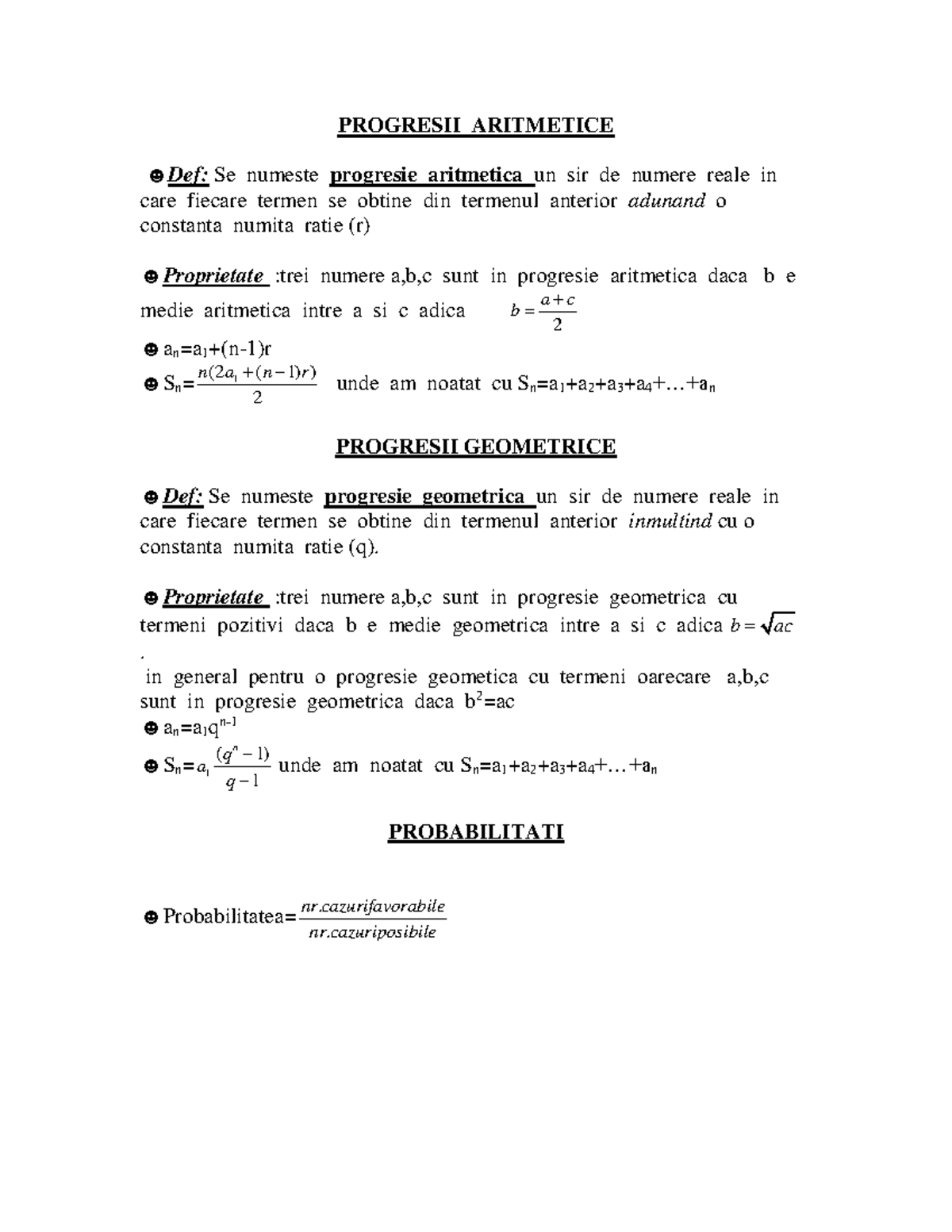 Formule-pentru-bac-matematica-subiectul-1-m1 compress - PROGRESII ARITMETICE ☻Def: Se numeste ...