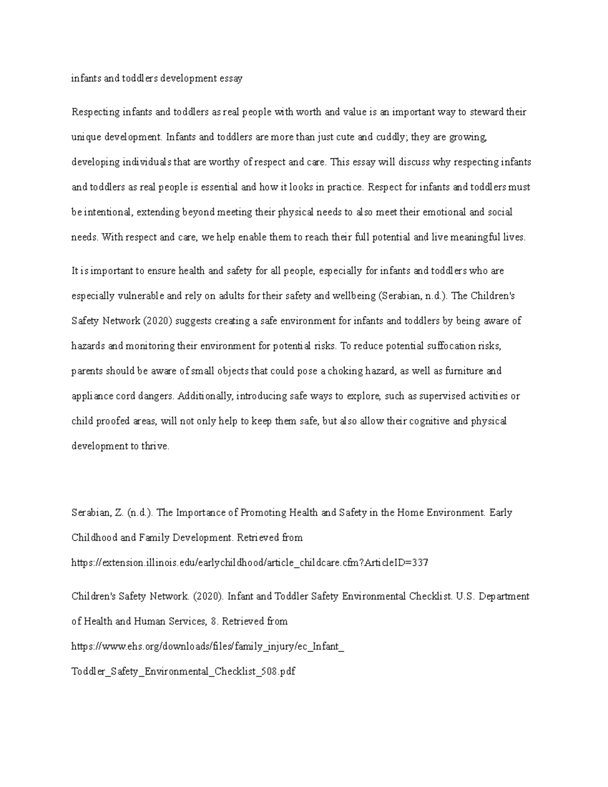 Infants and toddlers development essay - infants and toddlers ...