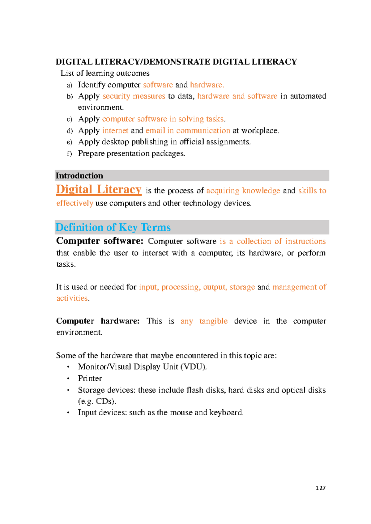 Digital literacy summarized notes - ####### DIGITAL LITERACY ...
