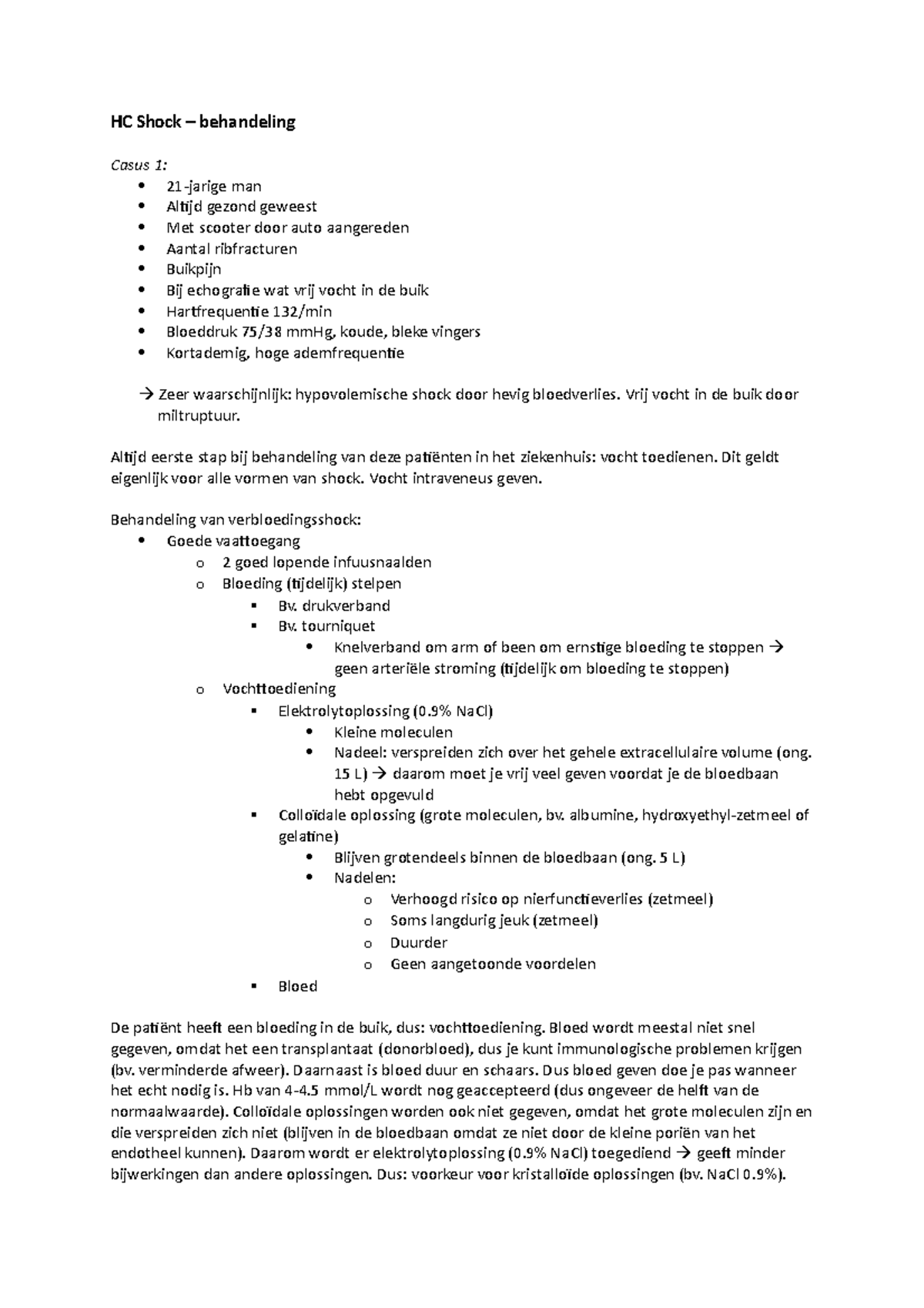 HC Shock behandeling - HC Shock – behandeling Casus 1: 21-jarige man ...