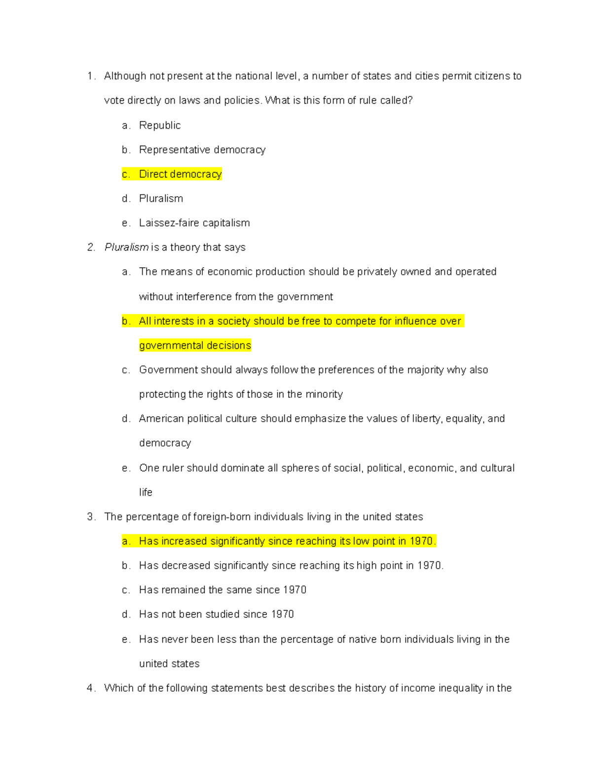 We the people practice quiz chapter 1 answers pt - Although not present ...